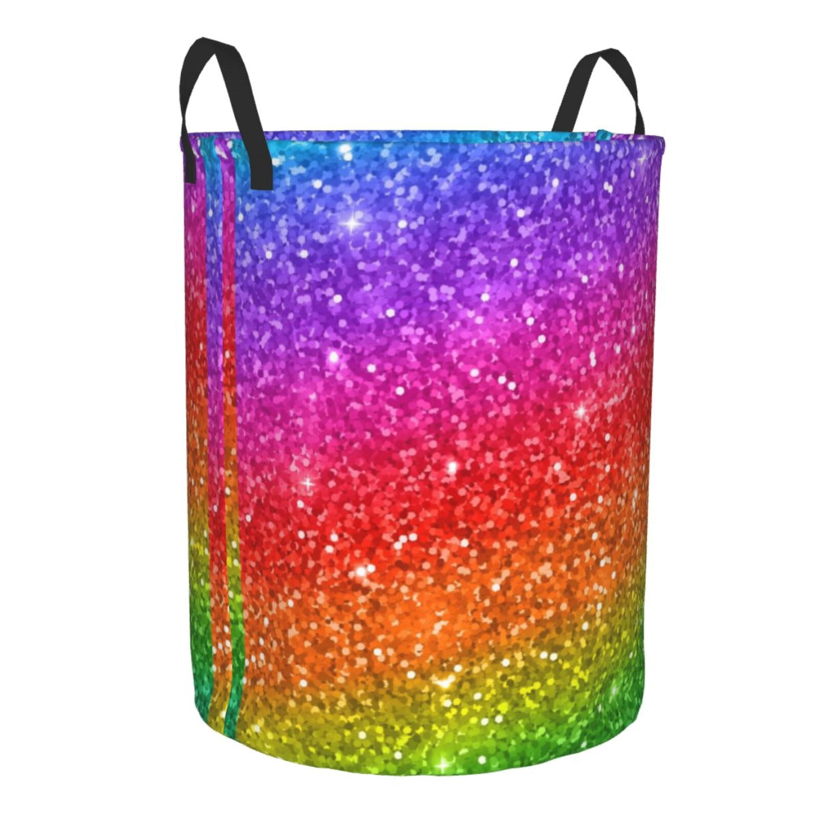 Uemuo Colorful Glitter Pattern Circular Laundry Hamper Basket with ...