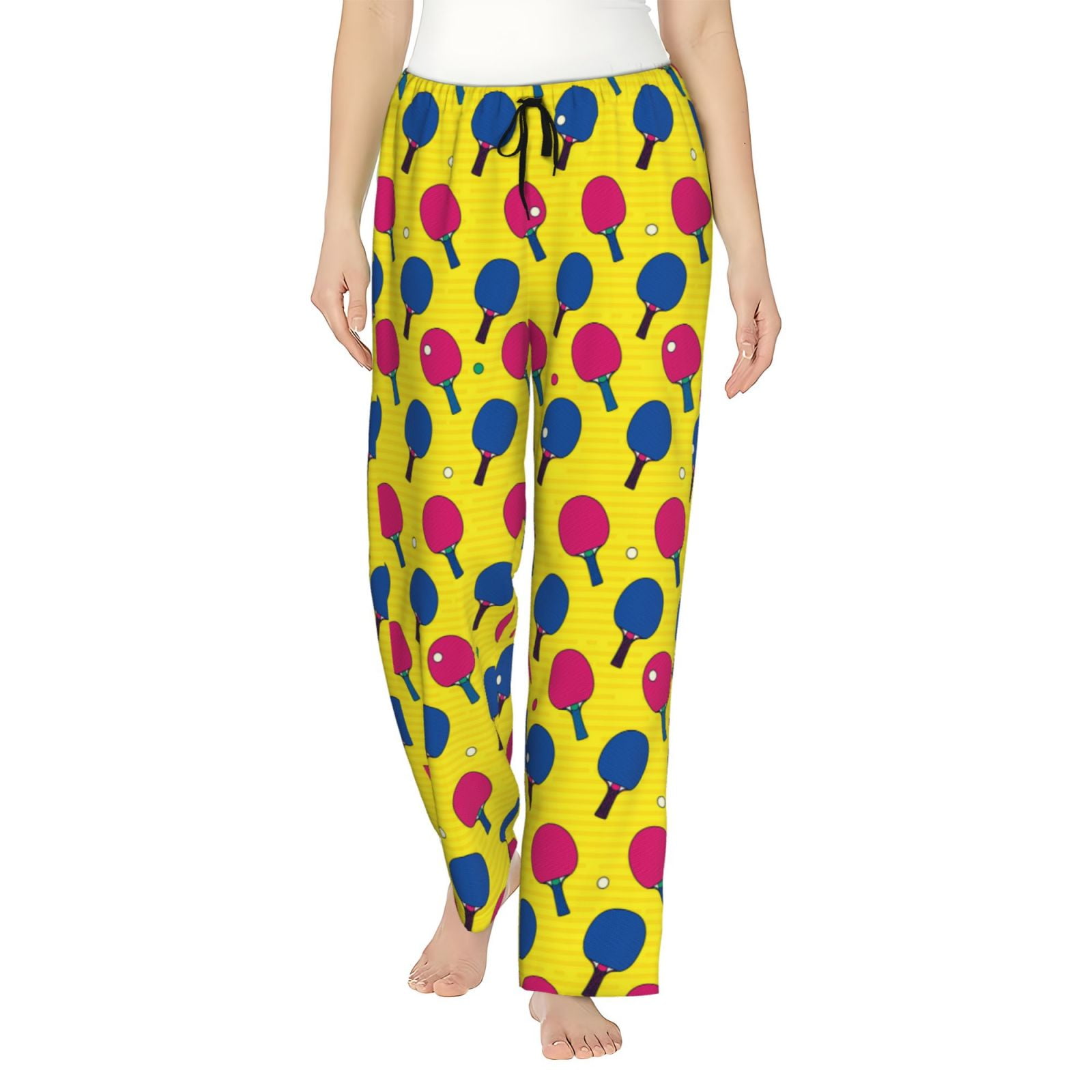 Uemuo Colorful Ping Pong Pattern Women's Wide Leg Palazzo Lounge Pants ...