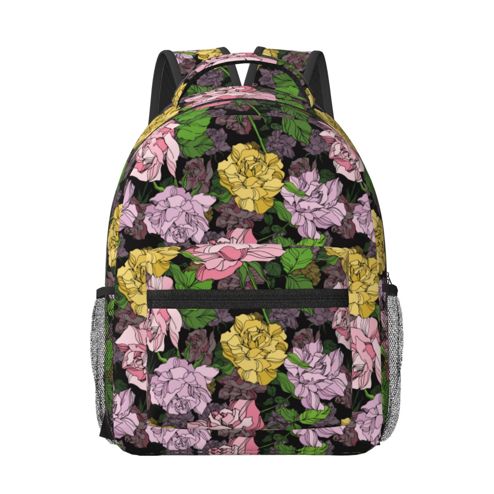 Uemuo Colorful Roses Printed Student Durable Water-resistant Backpack ...