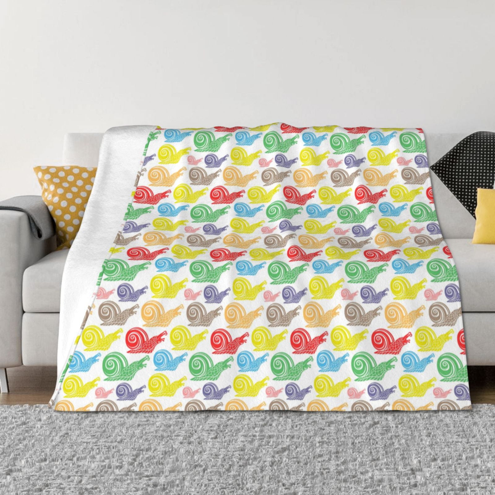 Uemuo Colorful Snails Printed Throw Blanket for Couch, Fluffy Fuzzy ...