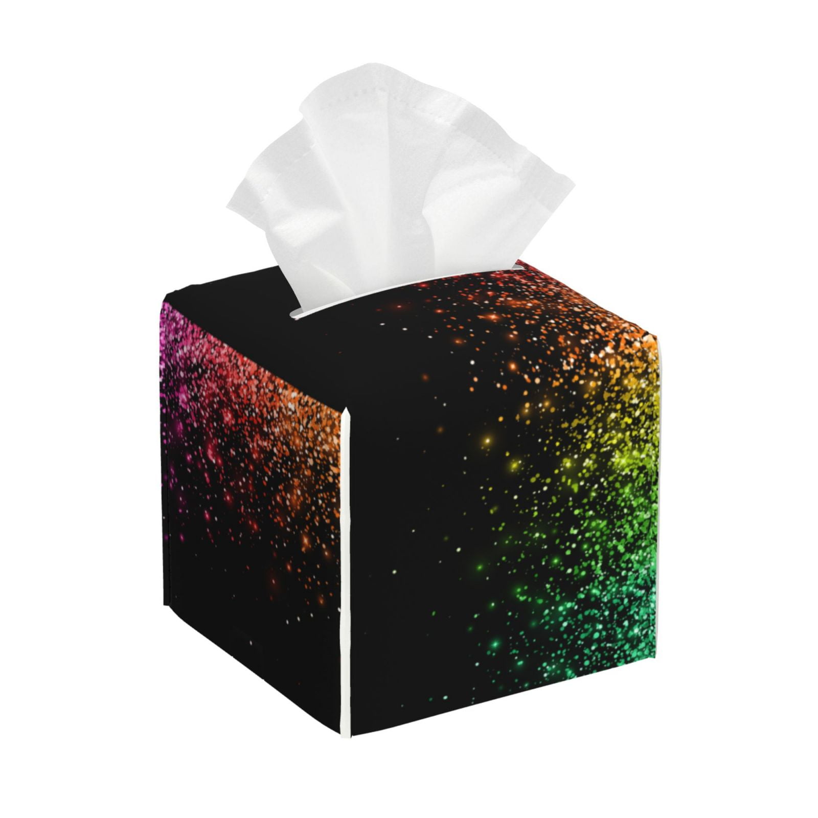 Uemuo Colorful Sparkling Tissue Box Cover Holder, Square with Bottom ...