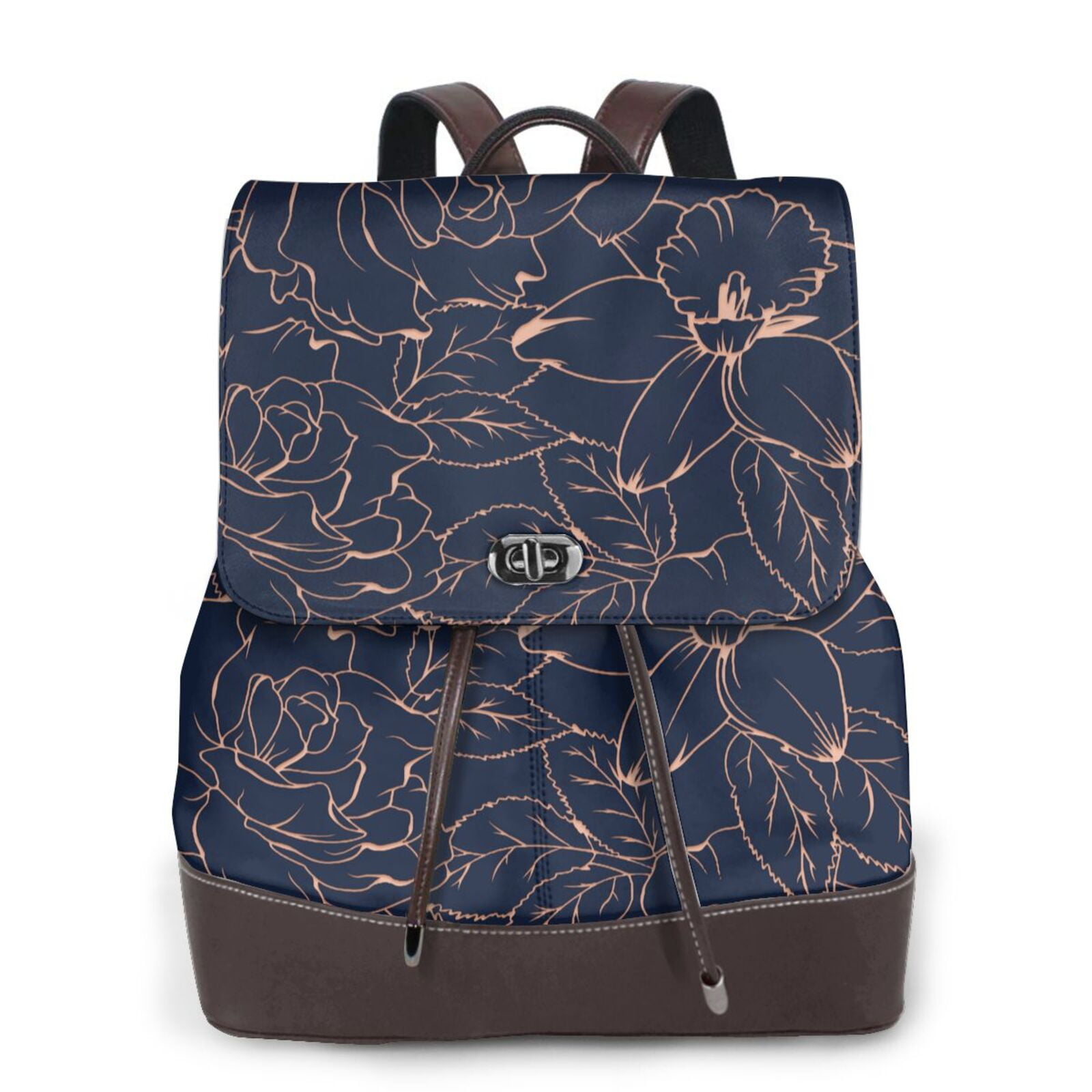 Uemuo Copper-Gold Gloss Outline Flower for Backpack Purse for Women ...