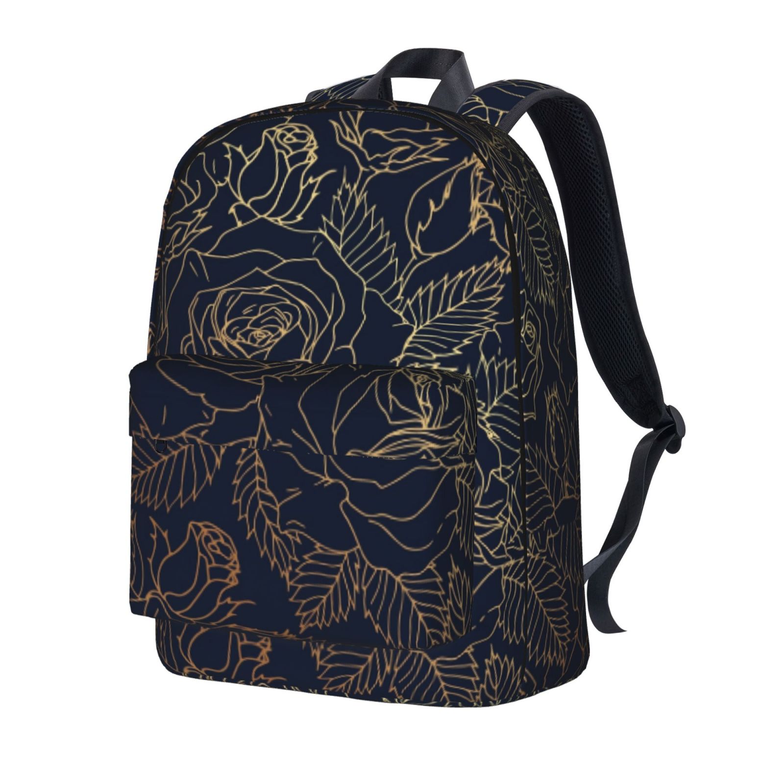 Uemuo Copper-Gold Gloss Outline Rose Pattern Backpack for Work and ...