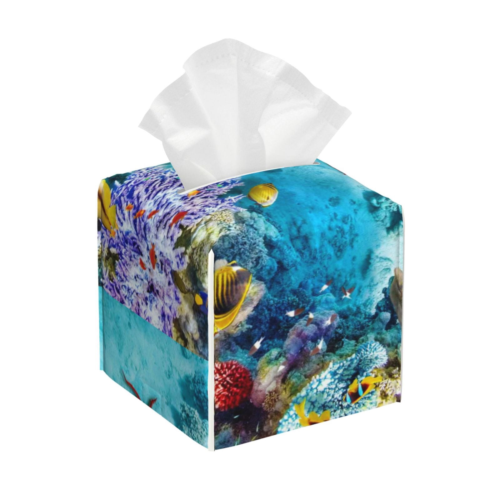 Uemuo Corals and Tropical Fish Tissue Box Cover Holder, Square with ...