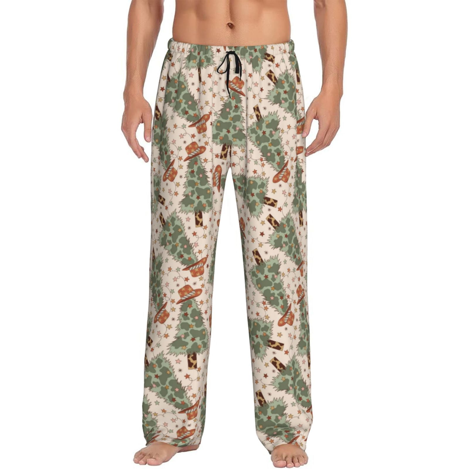 Uemuo Cowboy Christmas Trees Pattern Men's Wide Leg Palazzo Lounge ...
