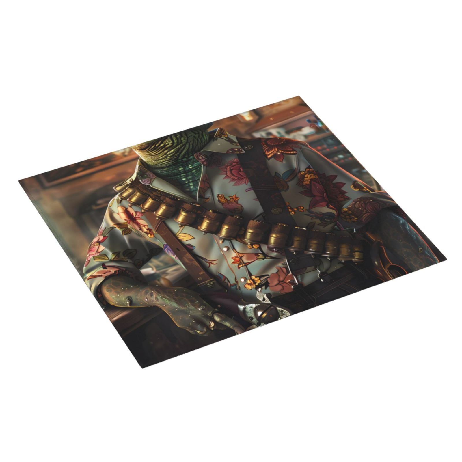 Uemuo Cowboy Iguana Floral Shirt Pattern Dish Drying Mat,16*18 inch ...