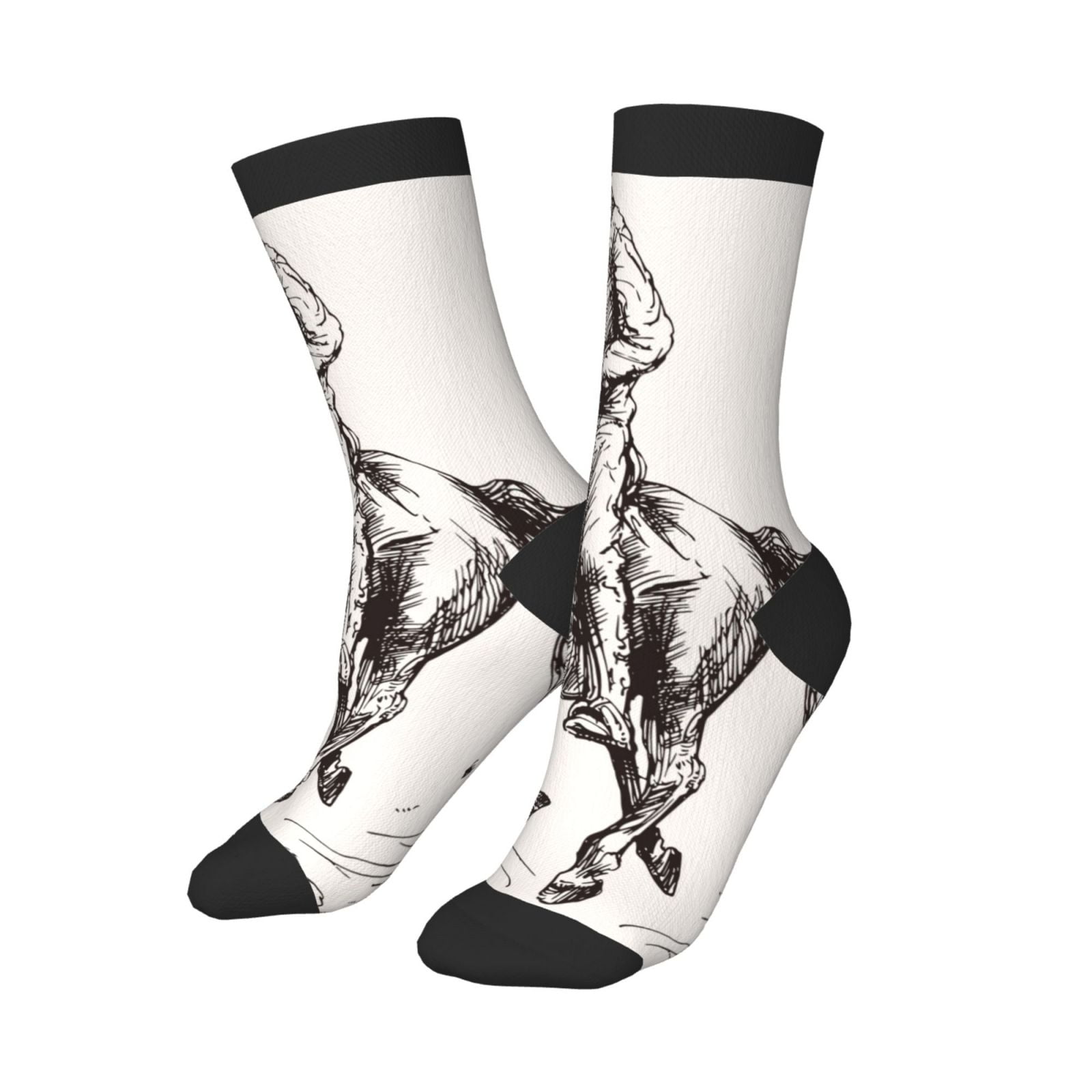 Uemuo Cowboy Ride A Horse Printed Kids Boys Socks Seamless Crew Socks ...