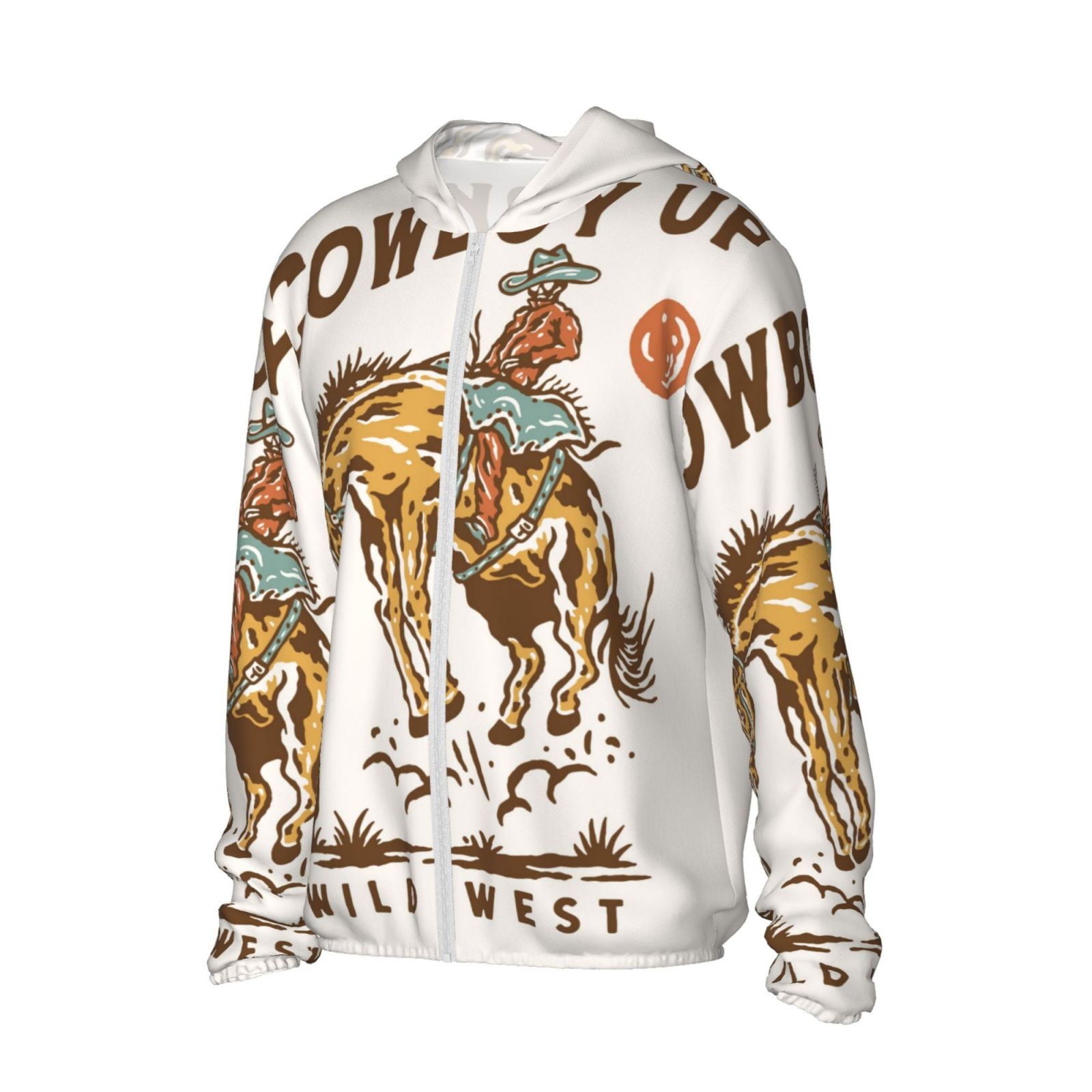 Uemuo Cowboy Up Vintage Wild West Pattern Women's Full Zip UPF 50+ Sun ...