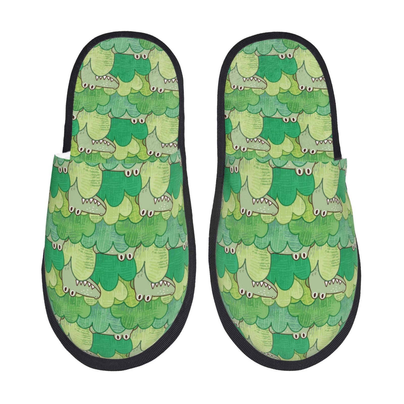 Uemuo Crocodile And Bush Printe Plush Furry Slippers with EVA Sole for ...