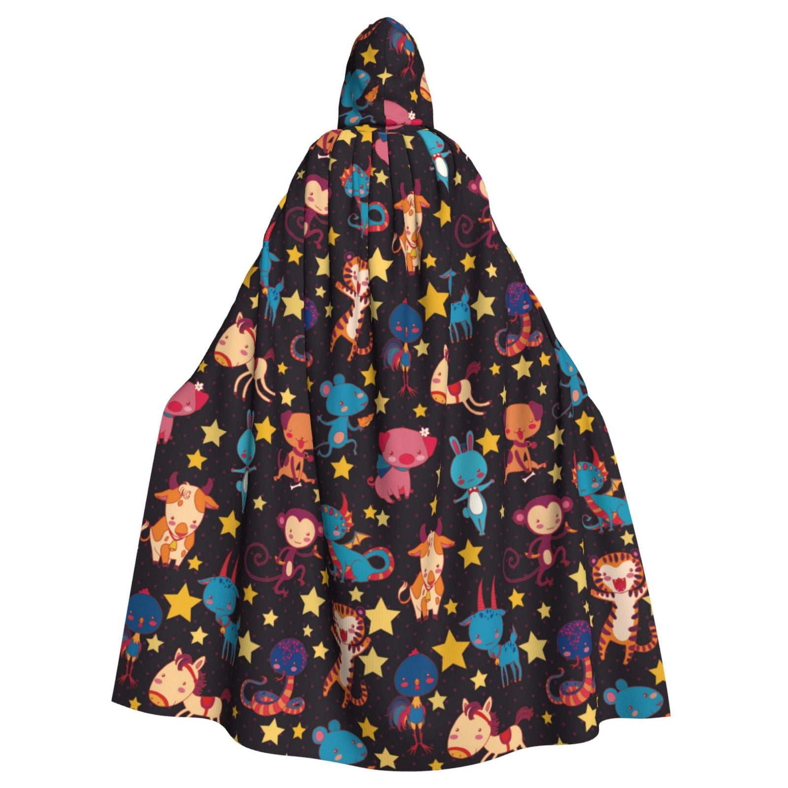 Uemuo Cute Animals Pattern Hooded Cloak Cape with Hood Halloween Capes ...