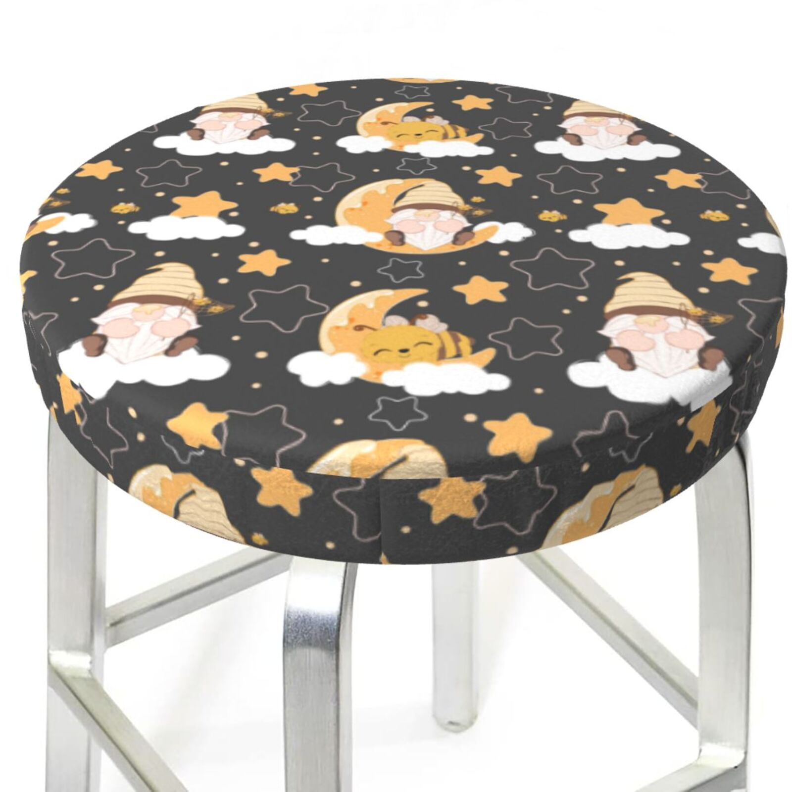 Uemuo Cute Bee Gnome Pattern Round Bar Stool Seat Covers Washable Stool ...