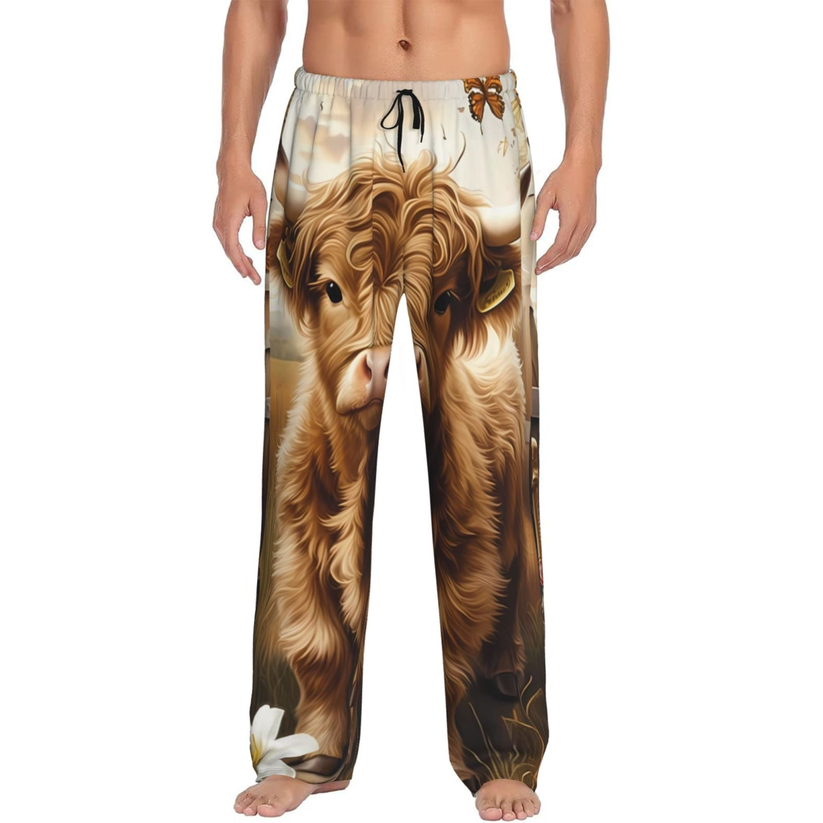 Uemuo Cute Calf Butterflies A Pattern Men's Wide Leg Palazzo Lounge ...
