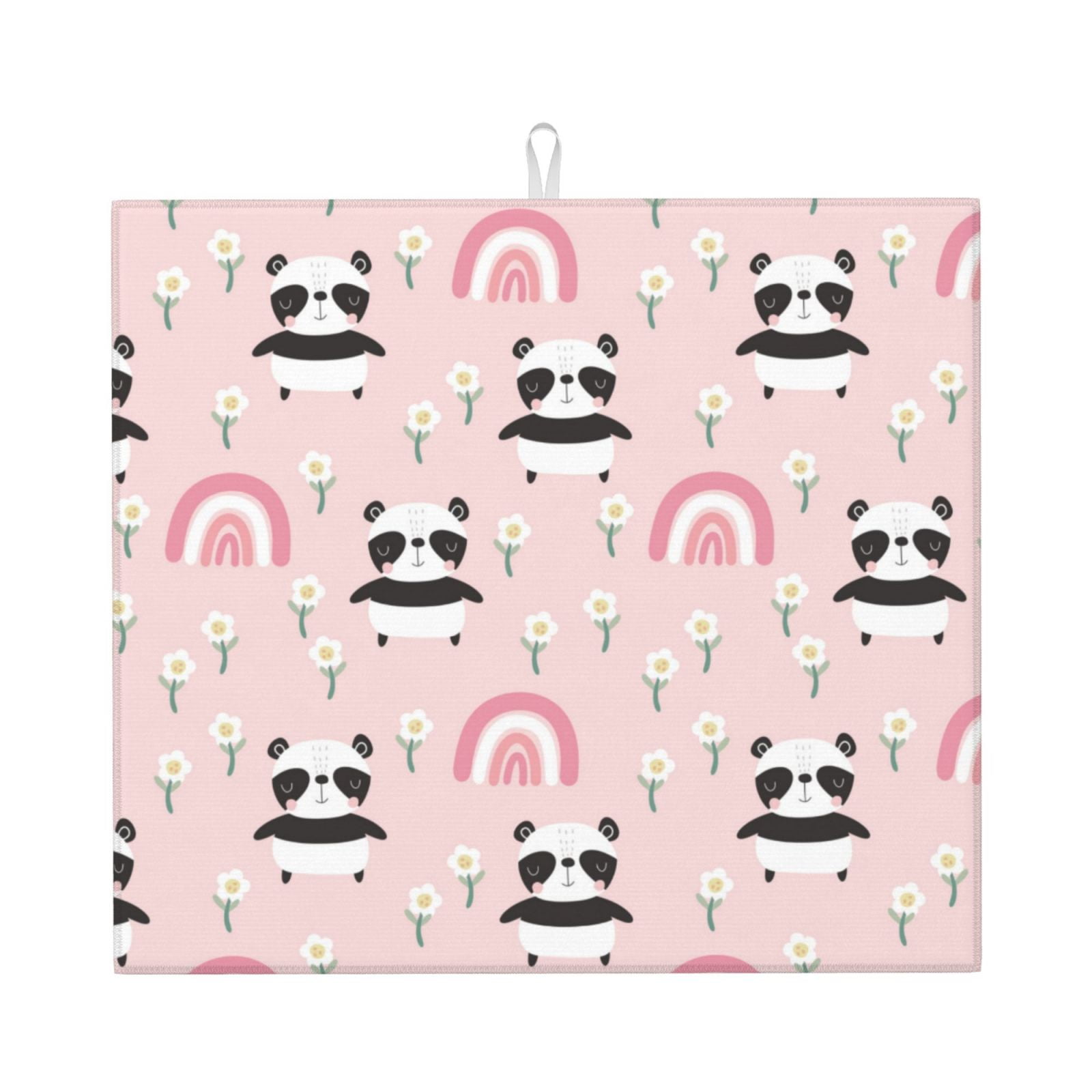 Uemuo Cute Cartoon Panda Pattern Dish Drying Mat,16*18 inch Absorbent ...