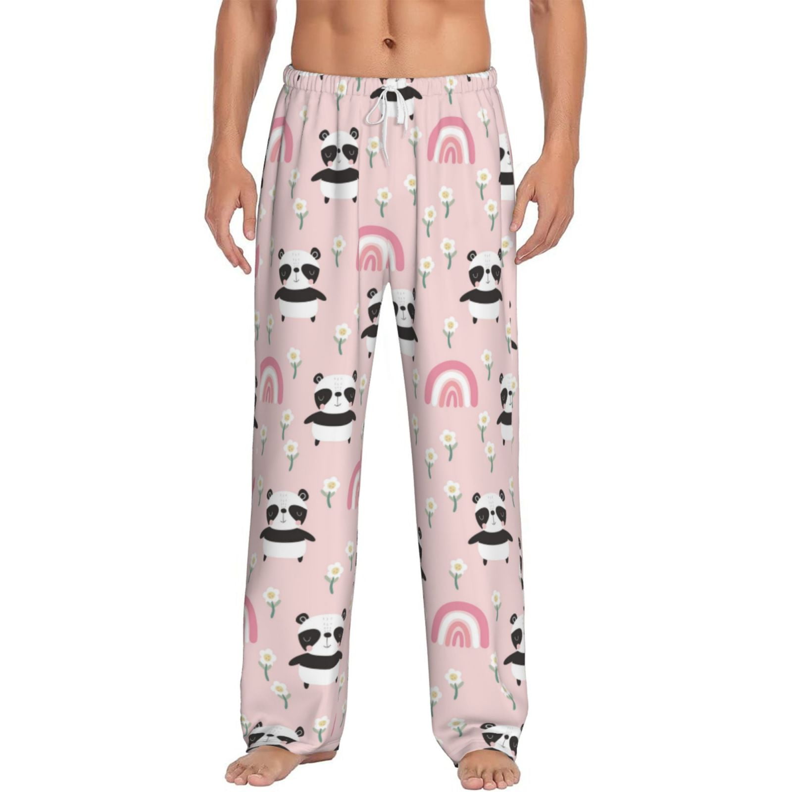 Uemuo Cute Cartoon Panda Pattern Men's Wide Leg Palazzo Lounge Pants ...