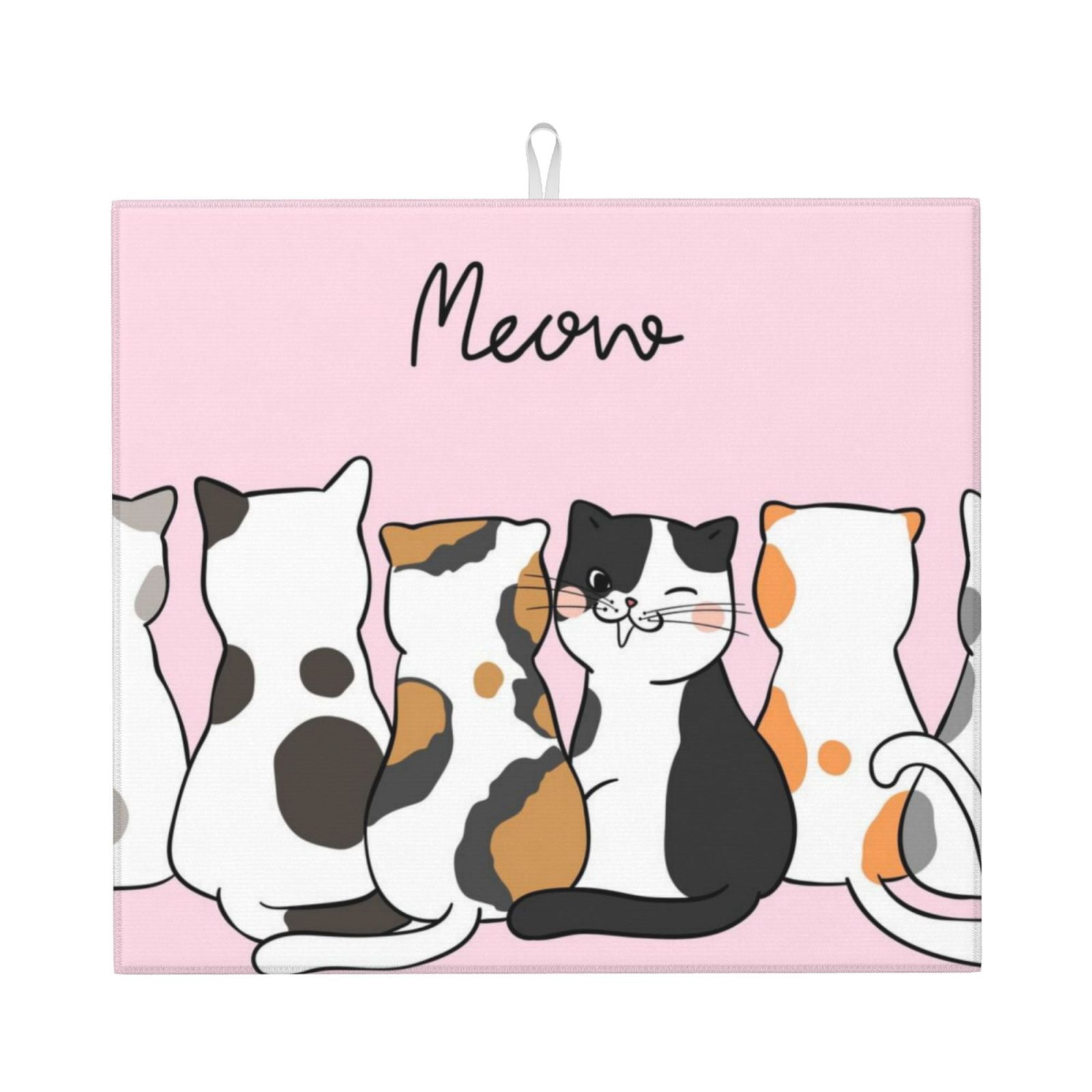 Uemuo Cute Cats Pattern Dish Drying Mat,16*18 inch Absorbent Dish ...