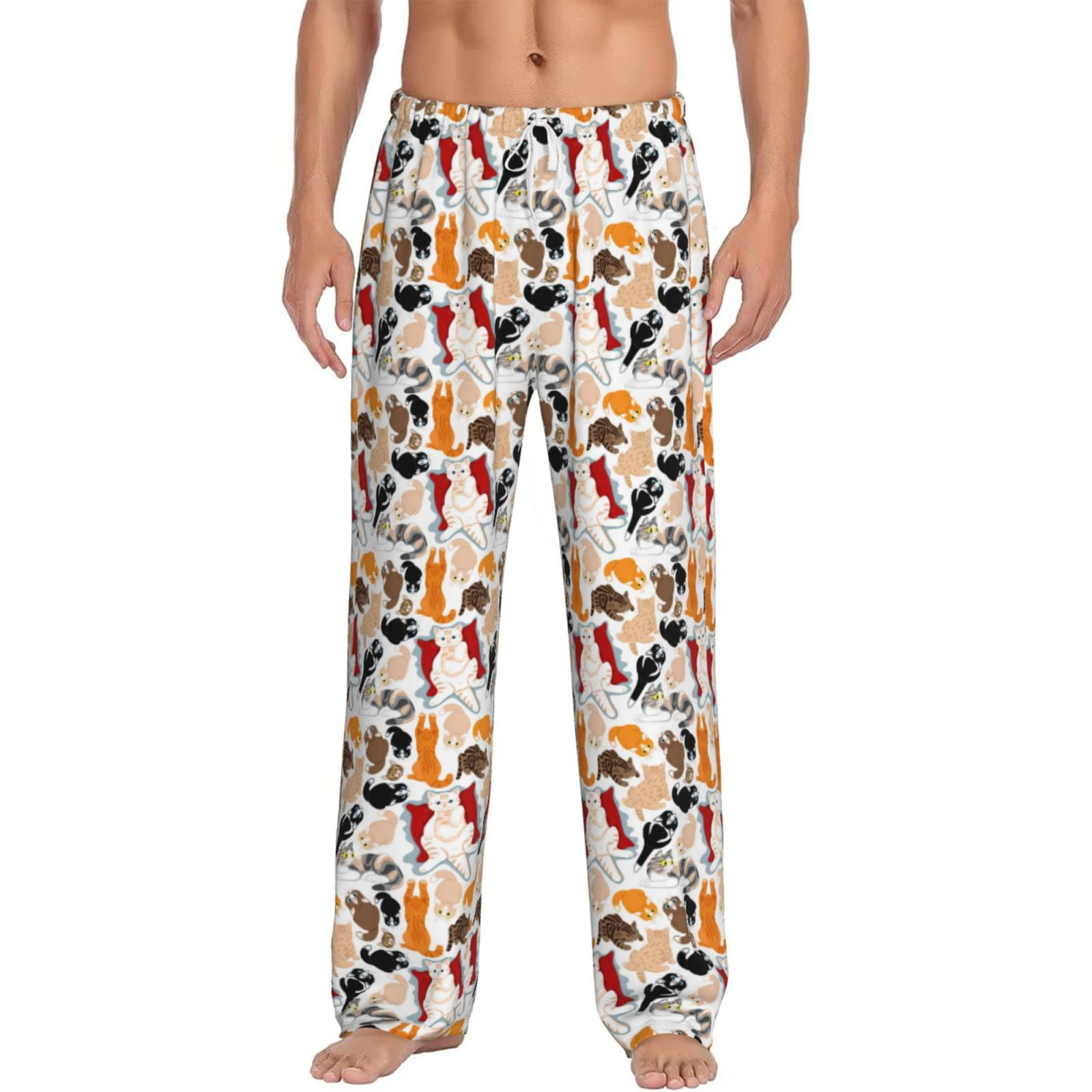Uemuo Cute Cats Pattern Men's Wide Leg Palazzo Lounge Pants with ...