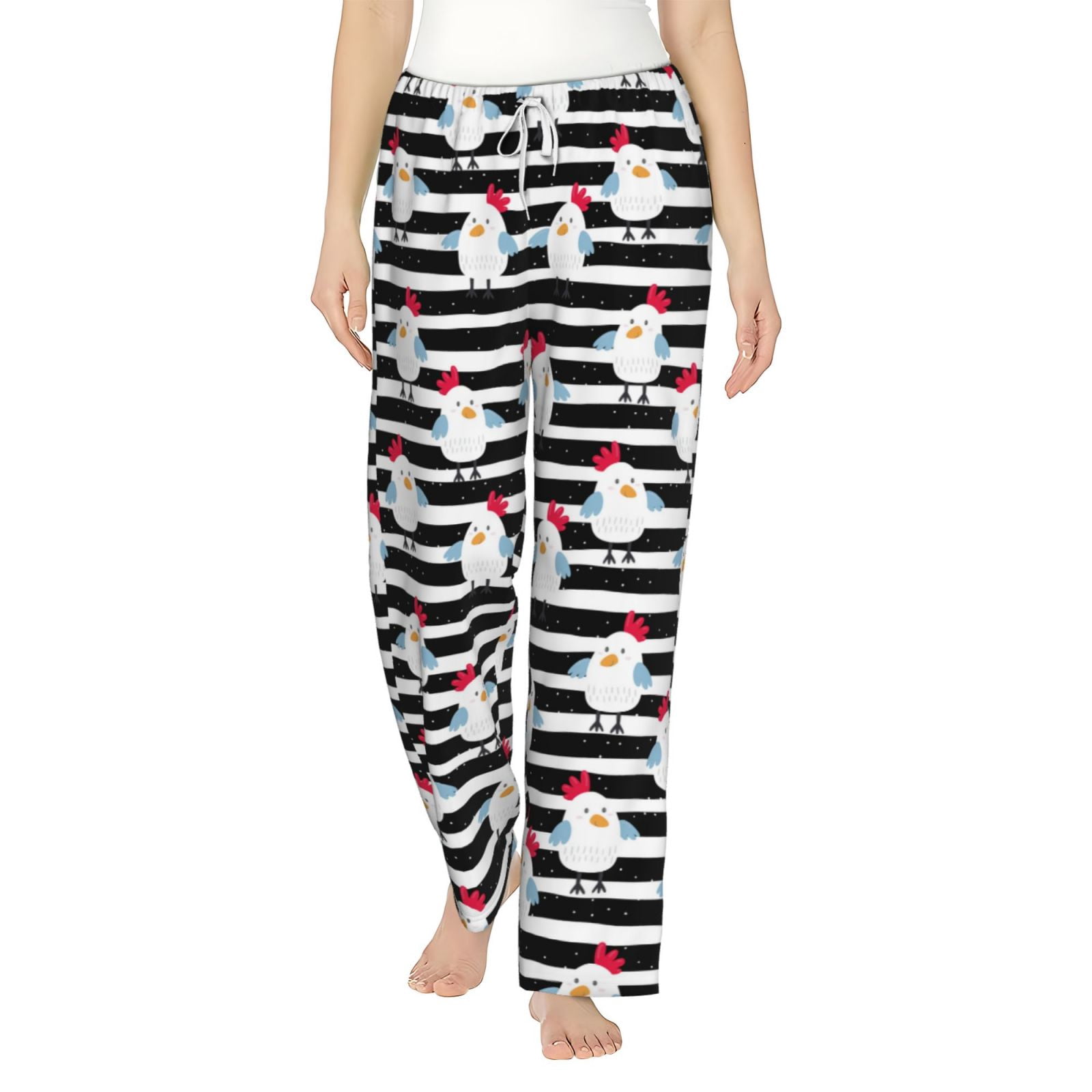 Uemuo Cute Chicken Pattern Women's Wide Leg Palazzo Lounge Pants with ...
