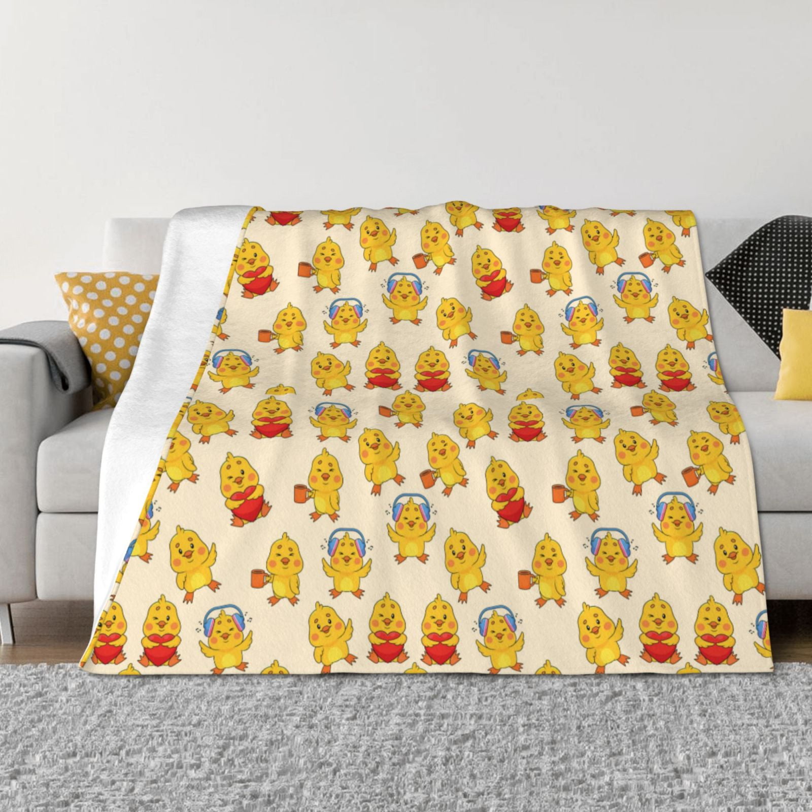 Uemuo Cute Chicken Printed Throw Blanket for Couch, Fluffy Fuzzy ...