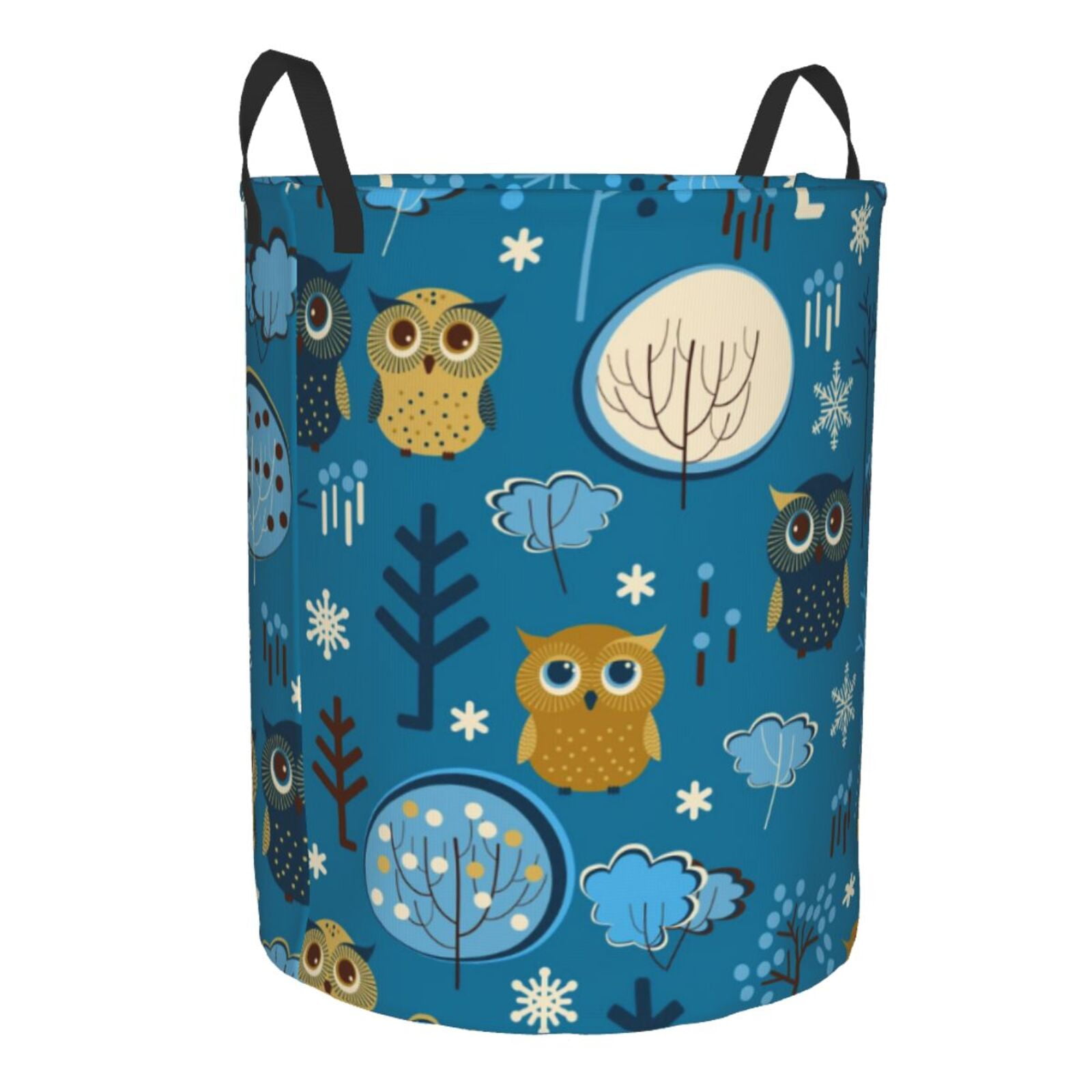 Uemuo Cute Colorful Owls And Trees Pattern Circular Laundry Hamper ...