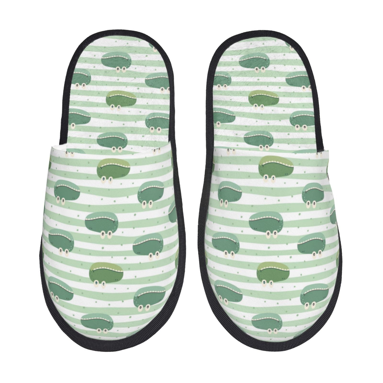 Uemuo Cute Crocodile Printe Plush Furry Slippers with EVA Sole for Men ...