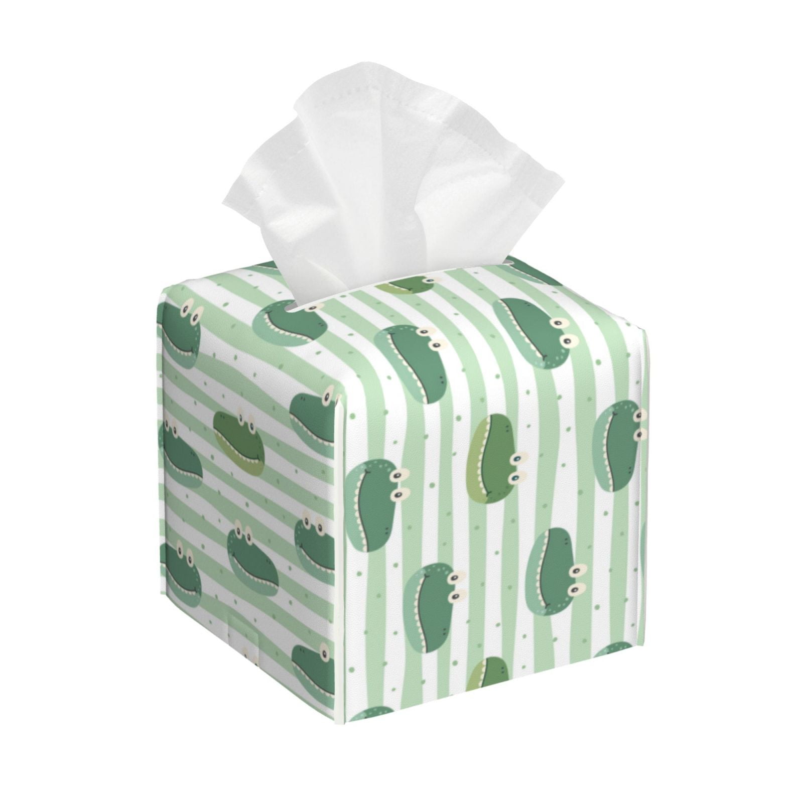 Uemuo Cute Crocodile Tissue Box Cover Holder, Square with Bottom Belt ...