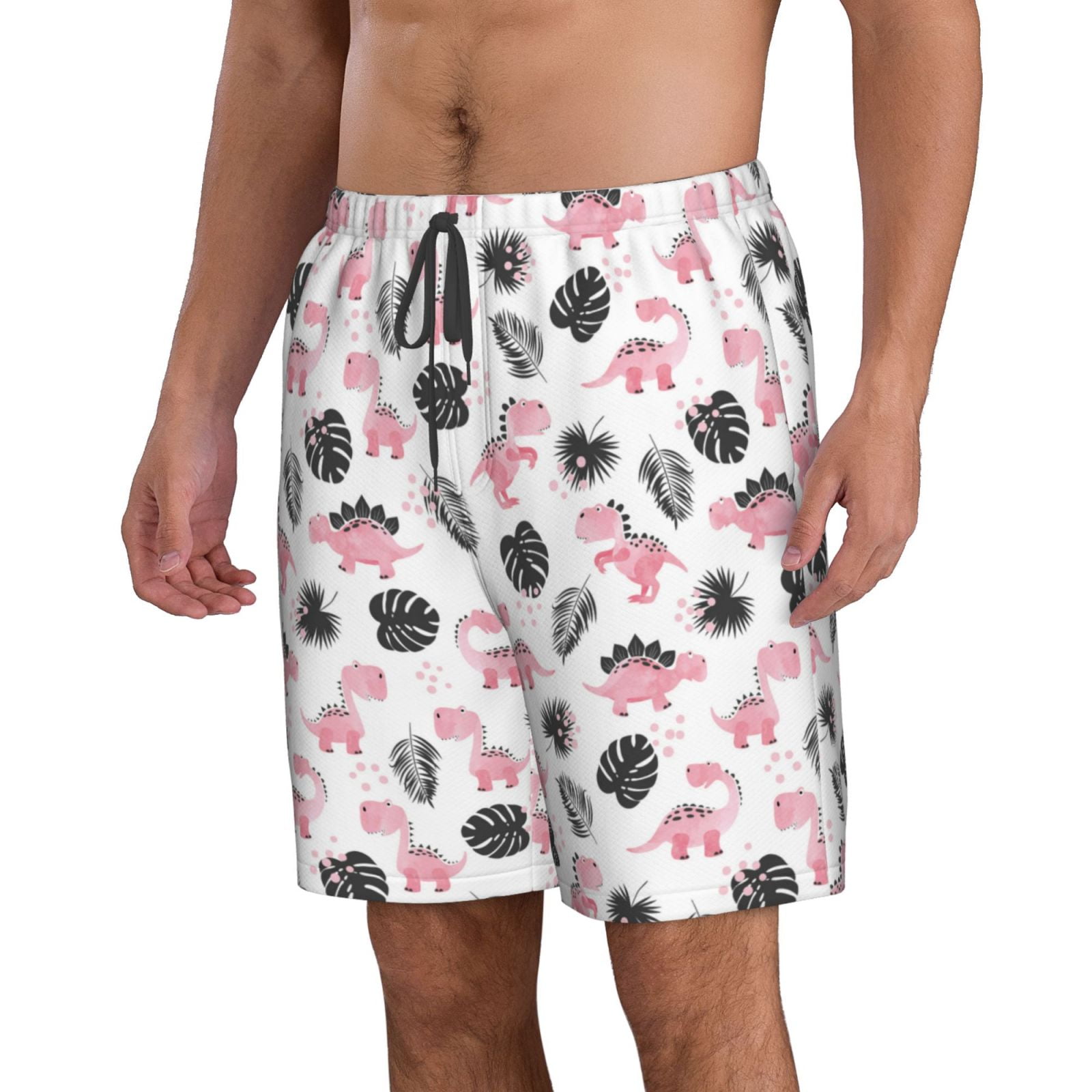 Uemuo Cute Dinosaur Pattern Men's Swim Trunks Hawaiian Beach Bathing ...