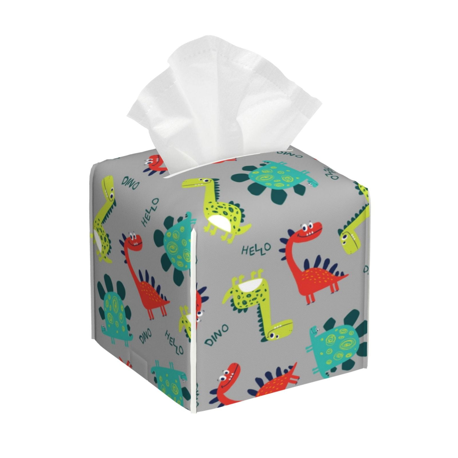 Uemuo Cute Dinosaur Tissue Box Cover Holder, Square with Bottom Belt ...