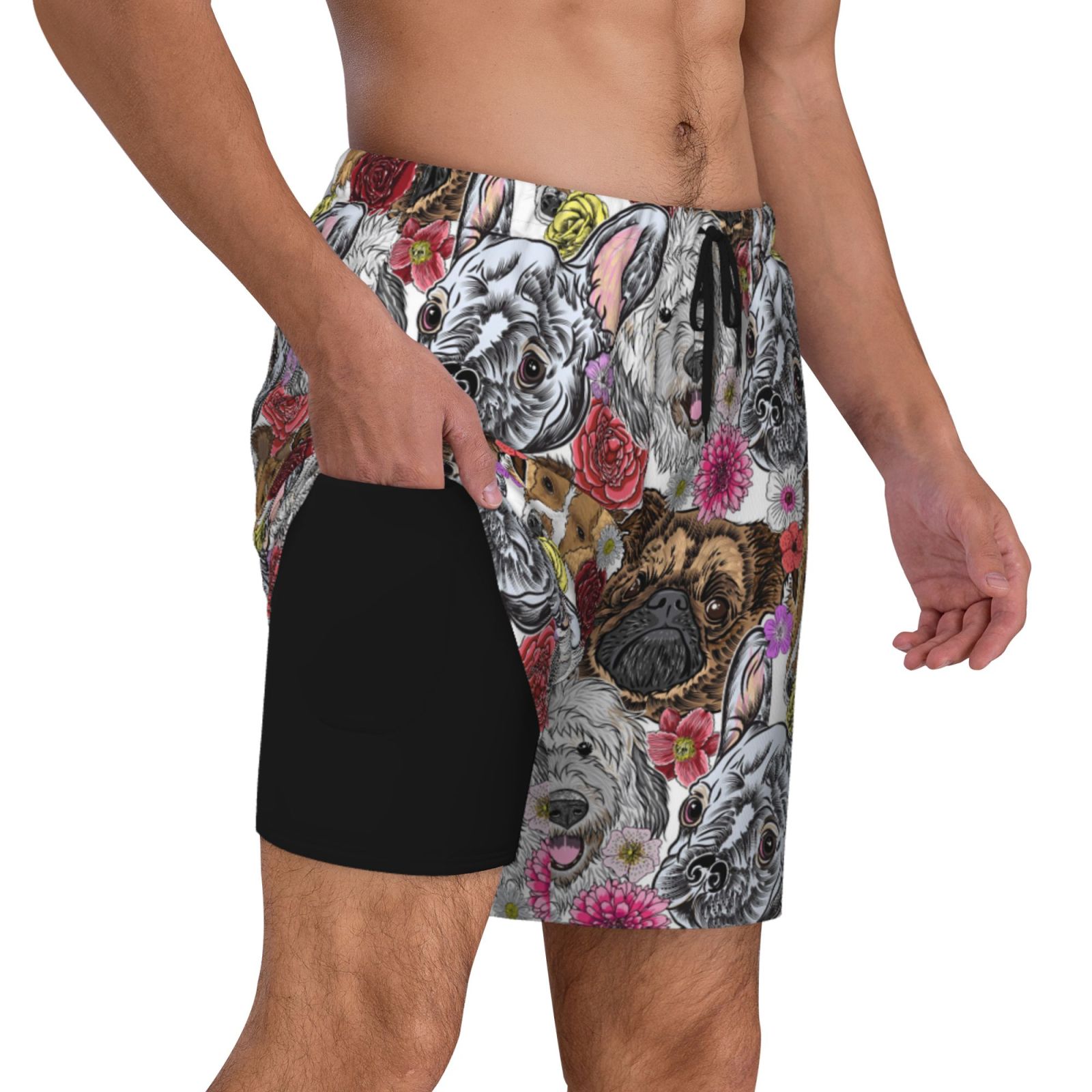 Uemuo Cute Dogs Puppy1 Pattern Mens Swim Trunks Quick Dry Board Shorts ...