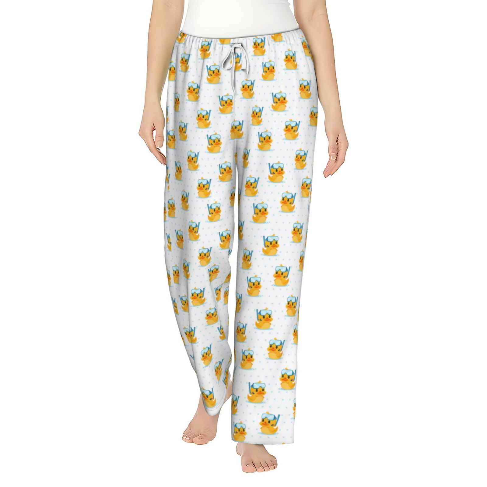 Uemuo Cute Duck Diver Pattern Women's Wide Leg Palazzo Lounge Pants ...
