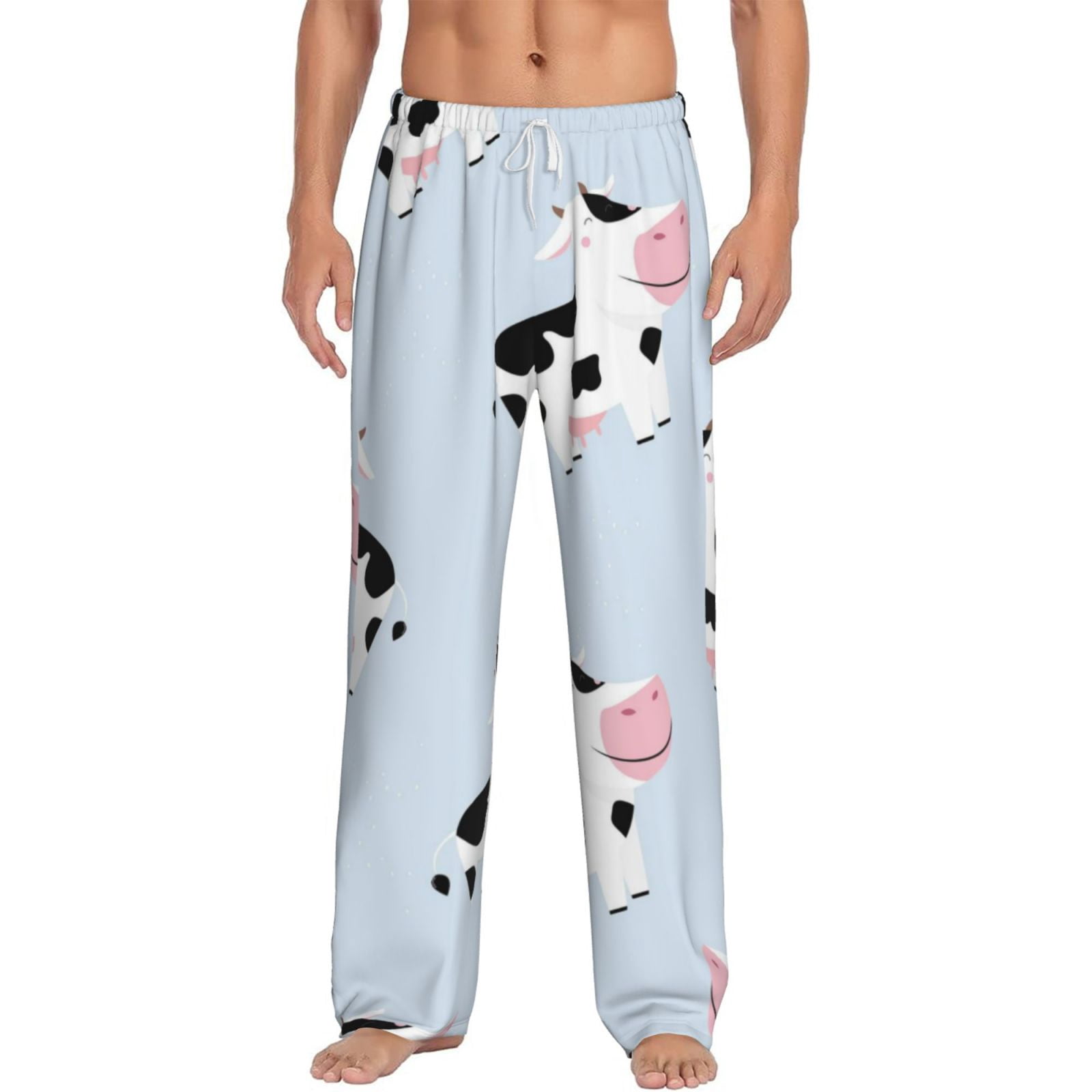 Uemuo Cute Farm Cow Pattern Men's Wide Leg Palazzo Lounge Pants with ...