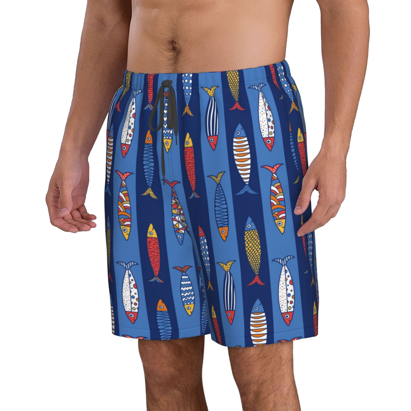 Uemuo Cute Fish Pattern Men's Swim Trunks Hawaiian Beach Bathing Suit ...