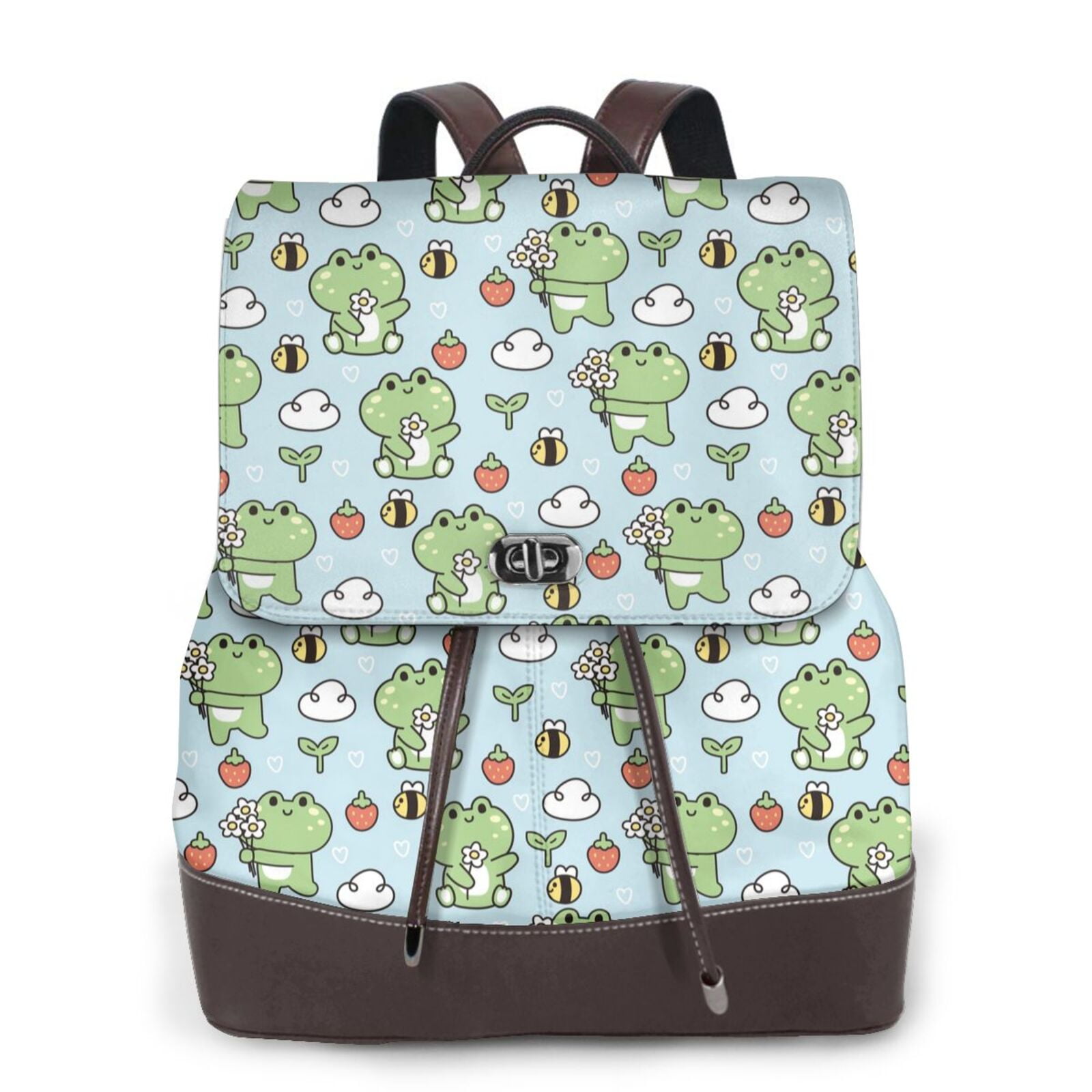 Uemuo Cute Floral Frog for Backpack Purse for Women Large Capacity ...