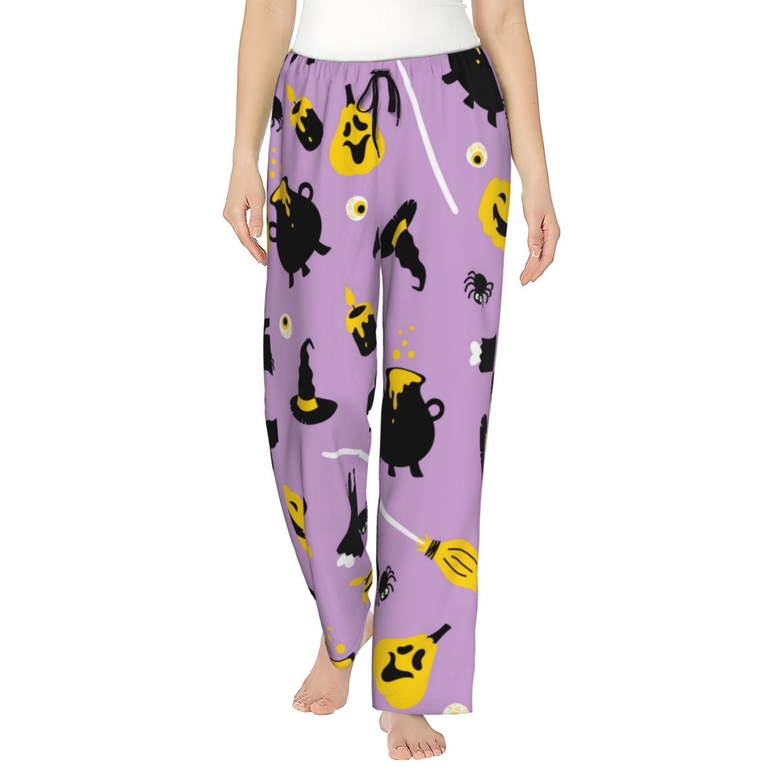 Uemuo Cute Halloween Pattern Women's Wide Leg Palazzo Lounge Pants with ...