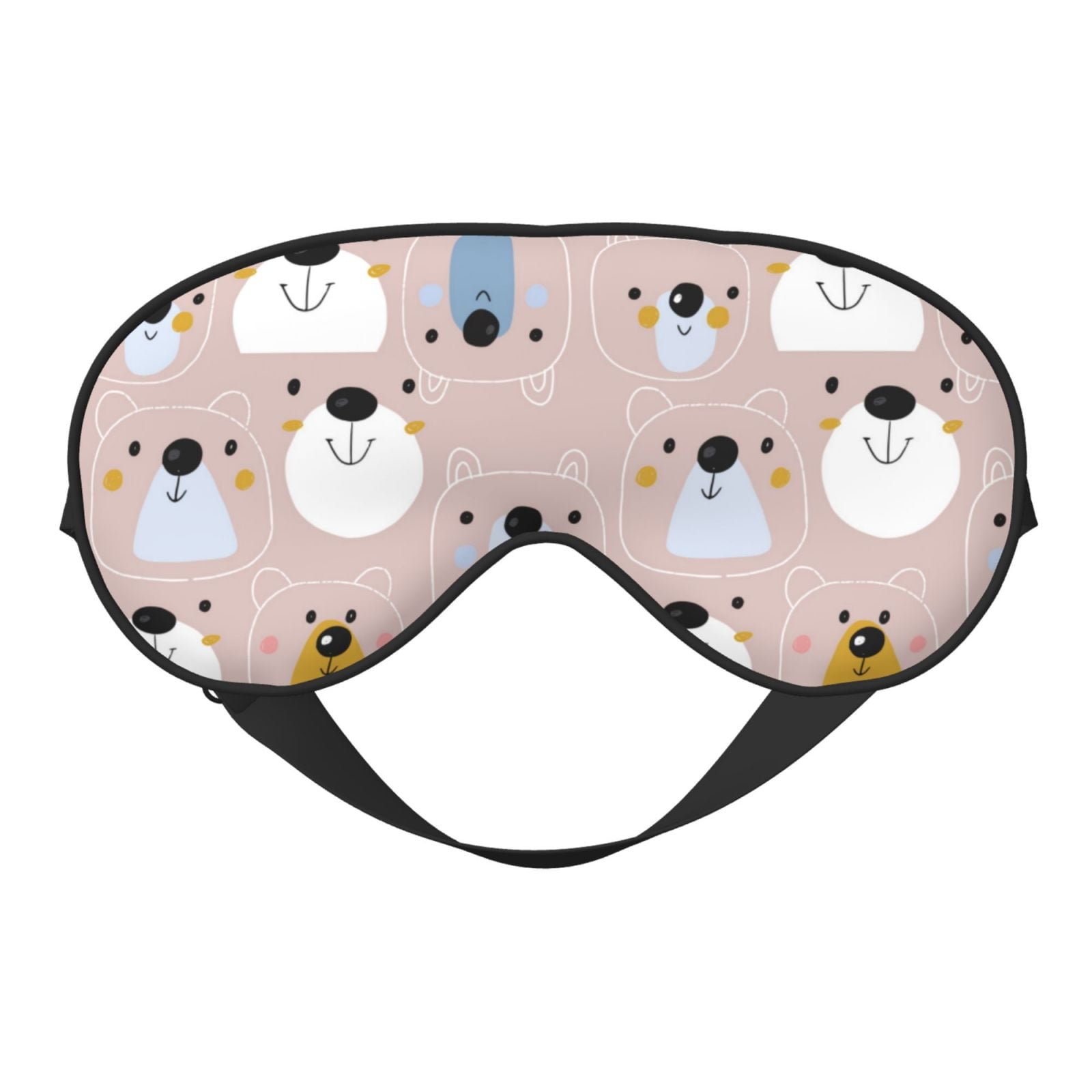 Uemuo Cute Hand Drawn Bear Pattern Sleep Eye Mask - Light Blocking ...
