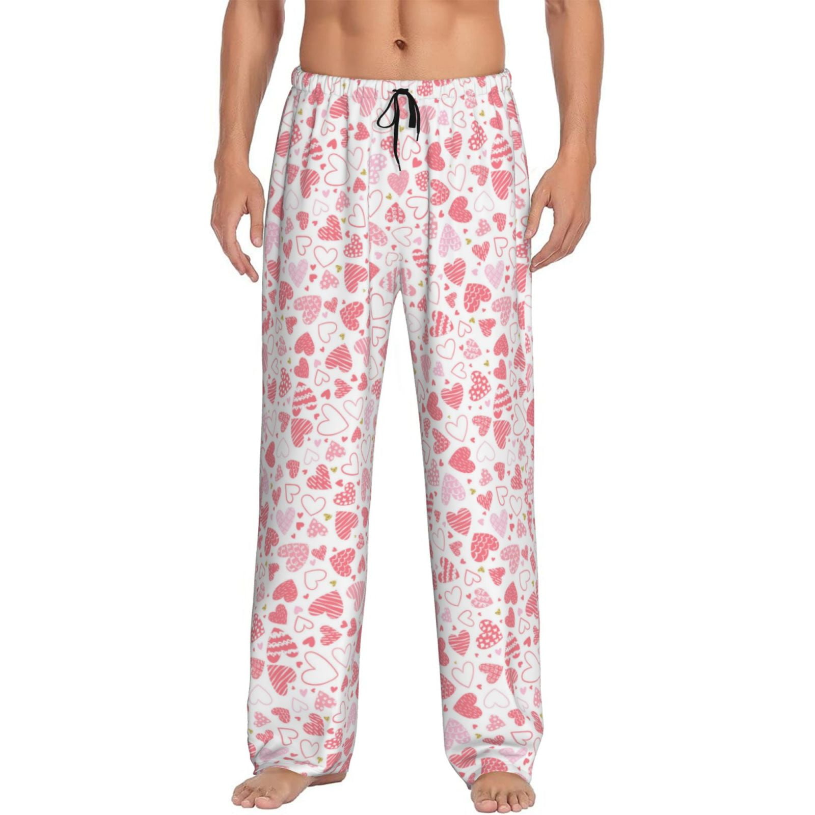 Uemuo Cute Hand Drawn Hearts Pattern Men's Wide Leg Palazzo Lounge ...
