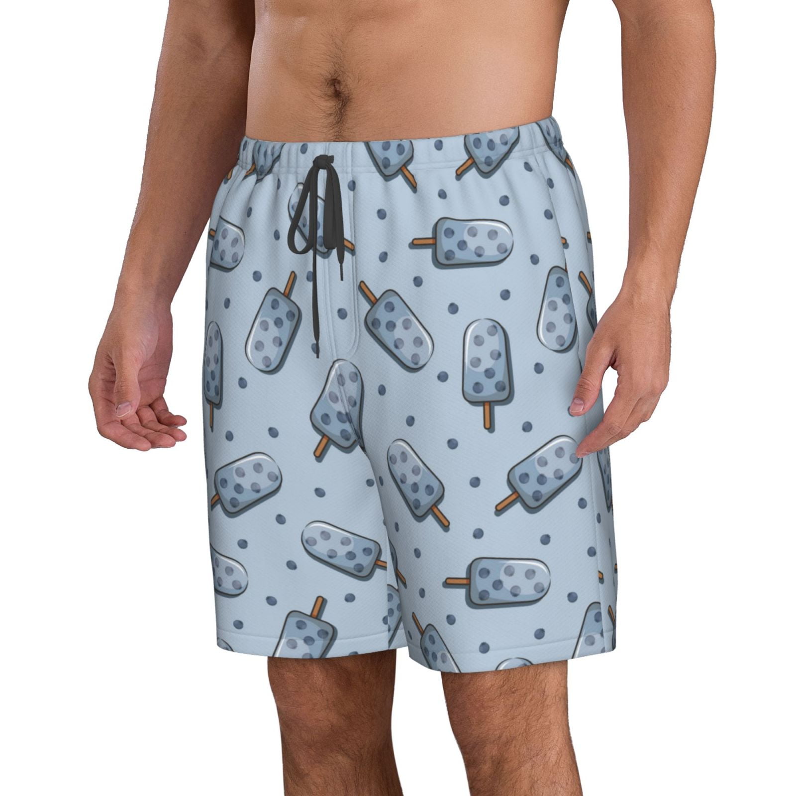 Uemuo Cute Ice Cream Pattern Men's Swim Trunks Hawaiian Beach Bathing ...