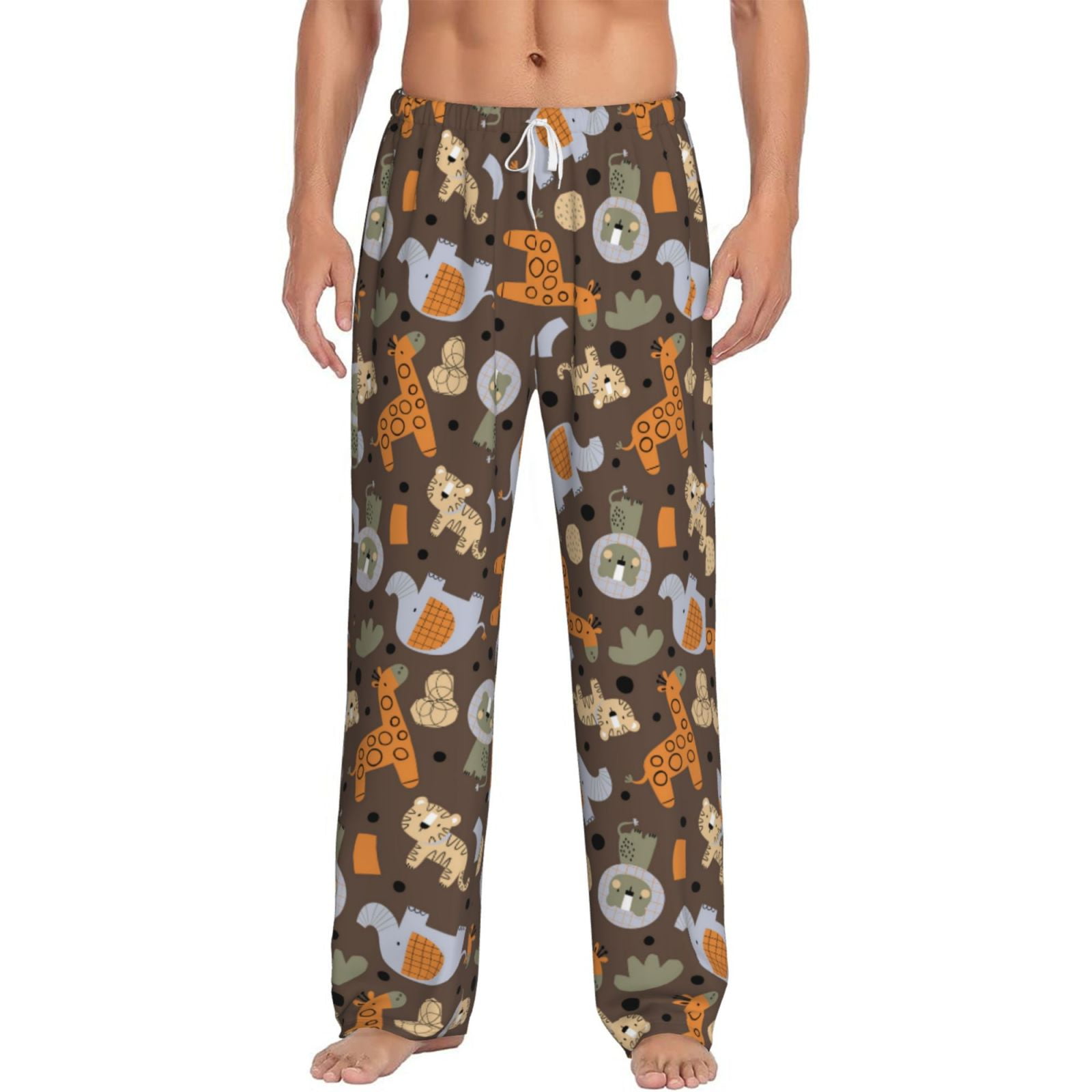 Uemuo Cute Lion Tiger Pattern Men's Wide Leg Palazzo Lounge Pants with ...