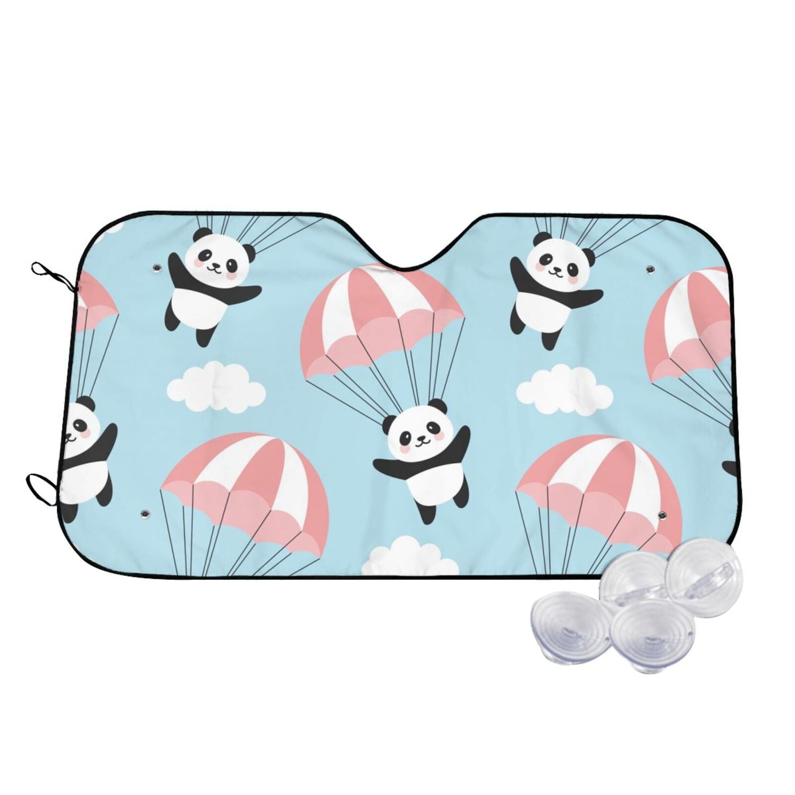 Uemuo Cute Panda Flying in the Sky Pattern Accordion Car Windshield Sun ...