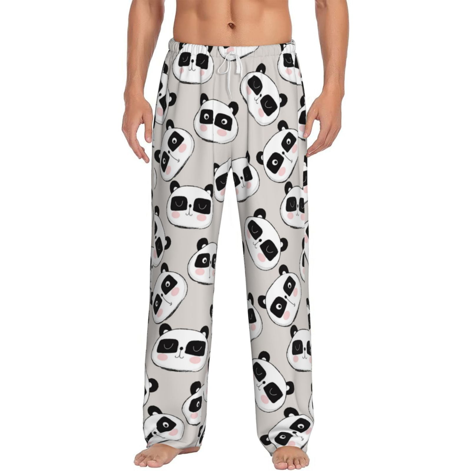 Uemuo Cute Panda Pattern Men's Wide Leg Palazzo Lounge Pants with ...