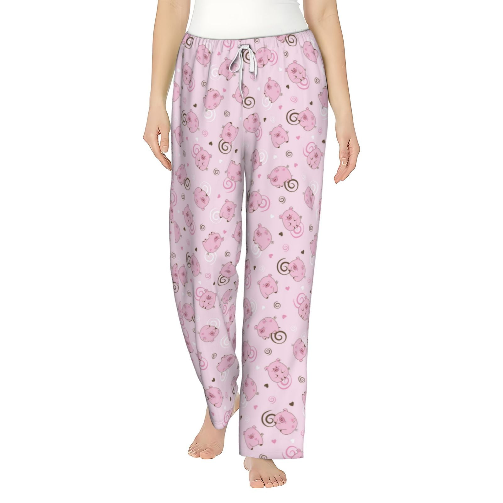 Uemuo Cute Pig Pattern Women's Wide Leg Palazzo Lounge Pants with ...