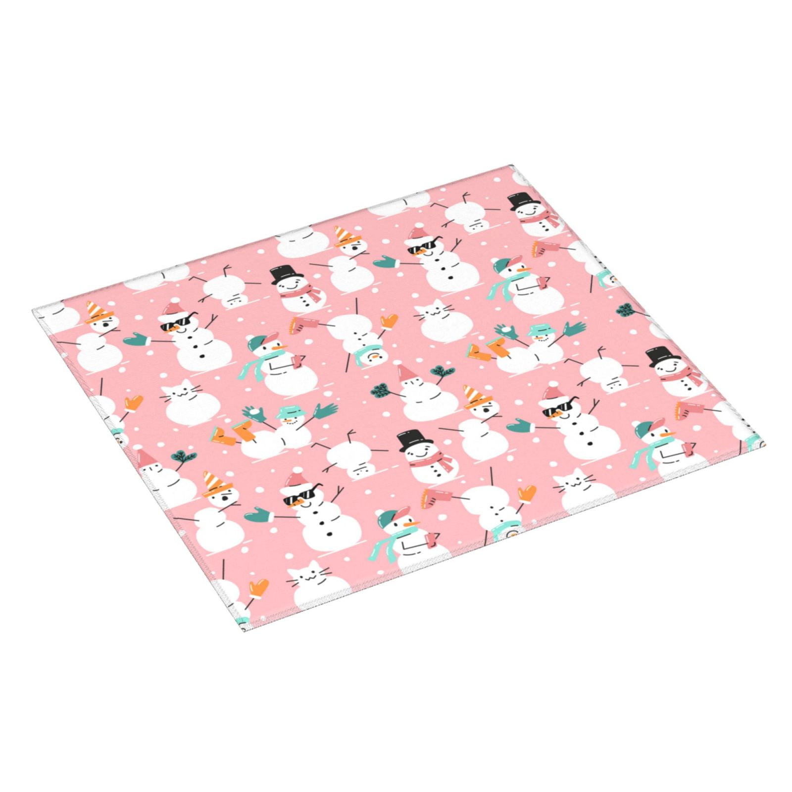 Uemuo Cute Pink Snowman Cat Pattern Dish Drying Mat,16*18 inch ...