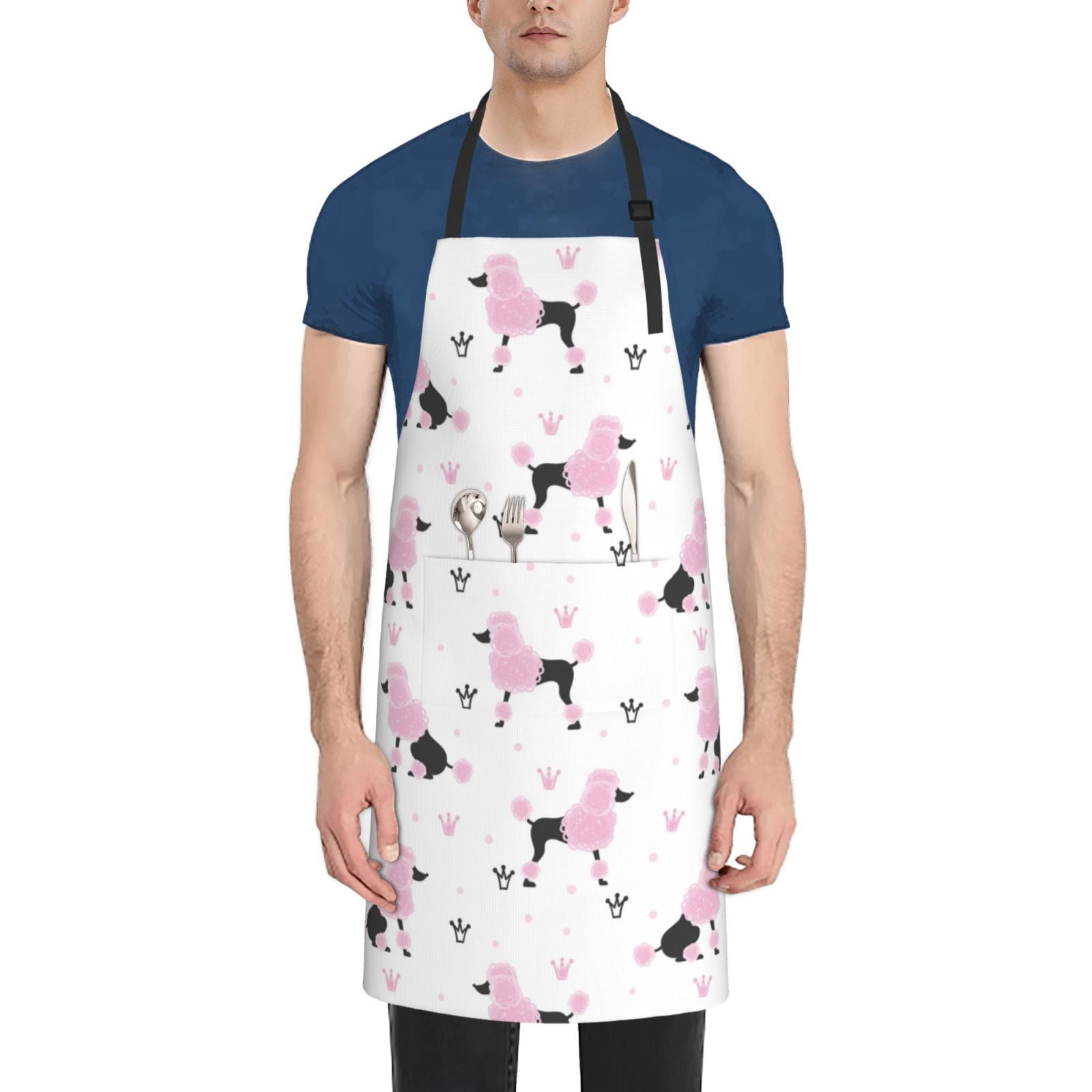 Uemuo Cute Poodle Dog Pattern Waterproof Apron Adjustable Dishwasher ...