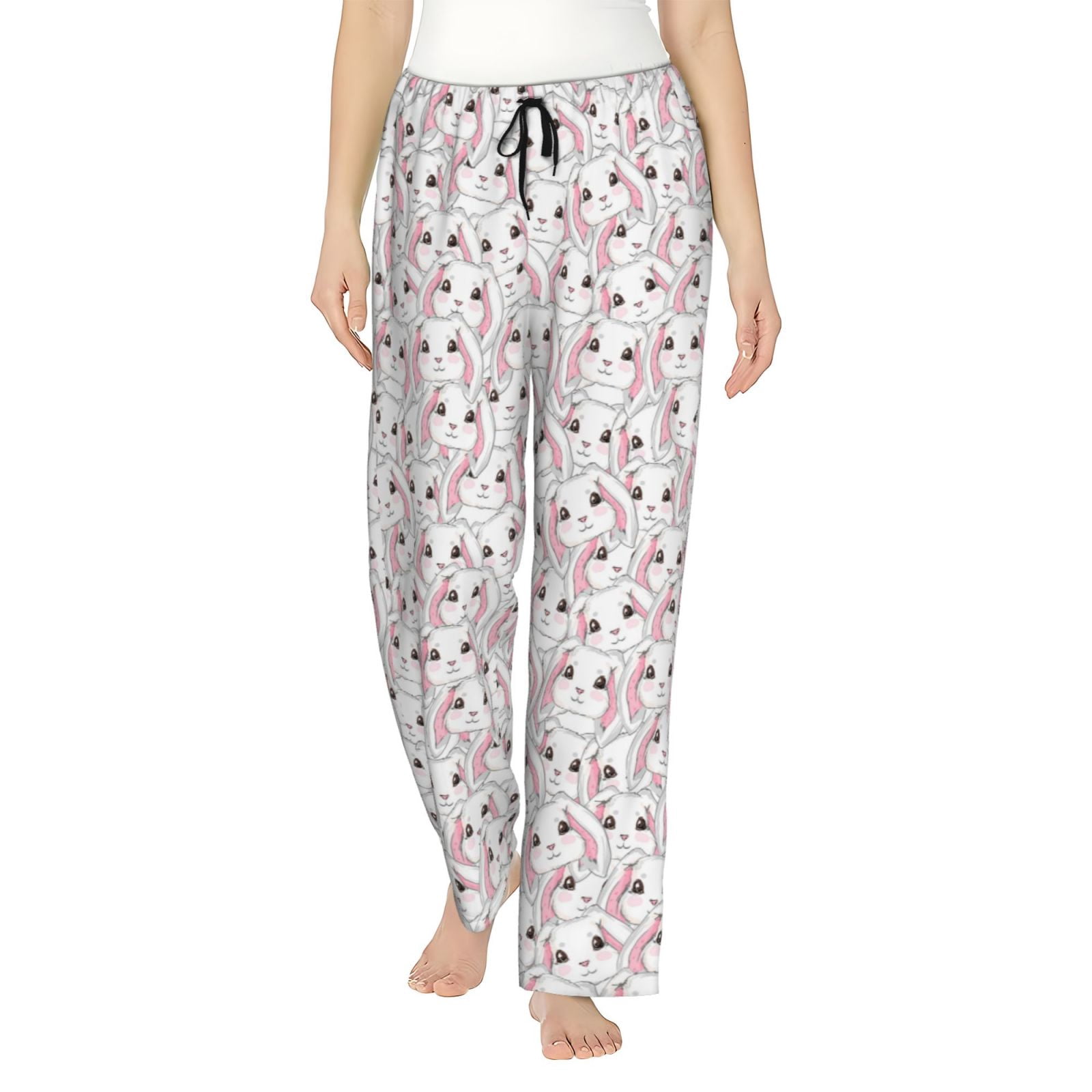 Uemuo Cute Rabbit Pattern Women's Wide Leg Palazzo Lounge Pants with ...