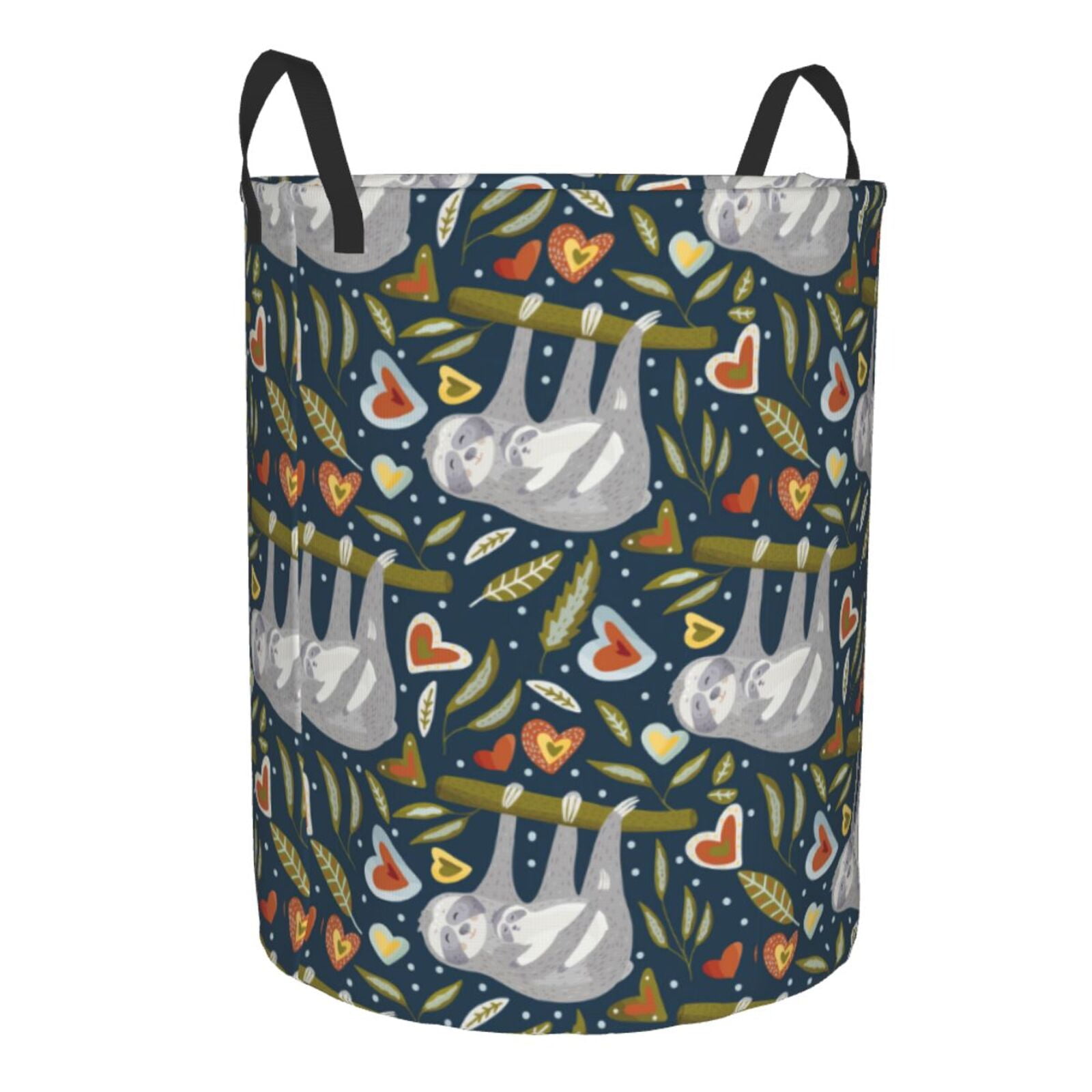Uemuo Cute Sloth Pattern Circular Laundry Hamper Basket with handles ...