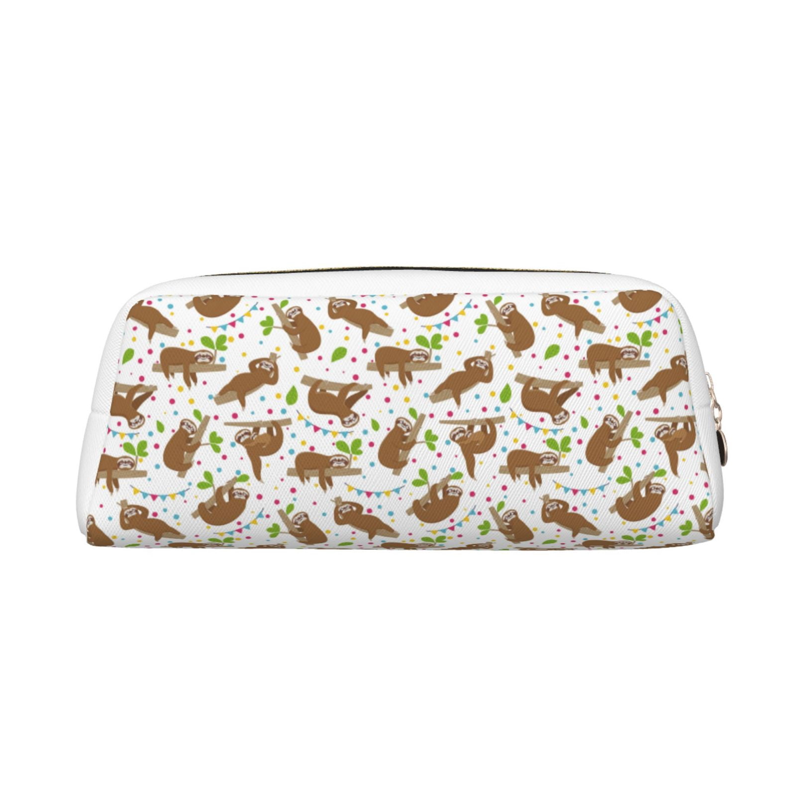 Uemuo Cute Sloth Printed Leather Pencil Case, Pencil Pouch, Portable ...