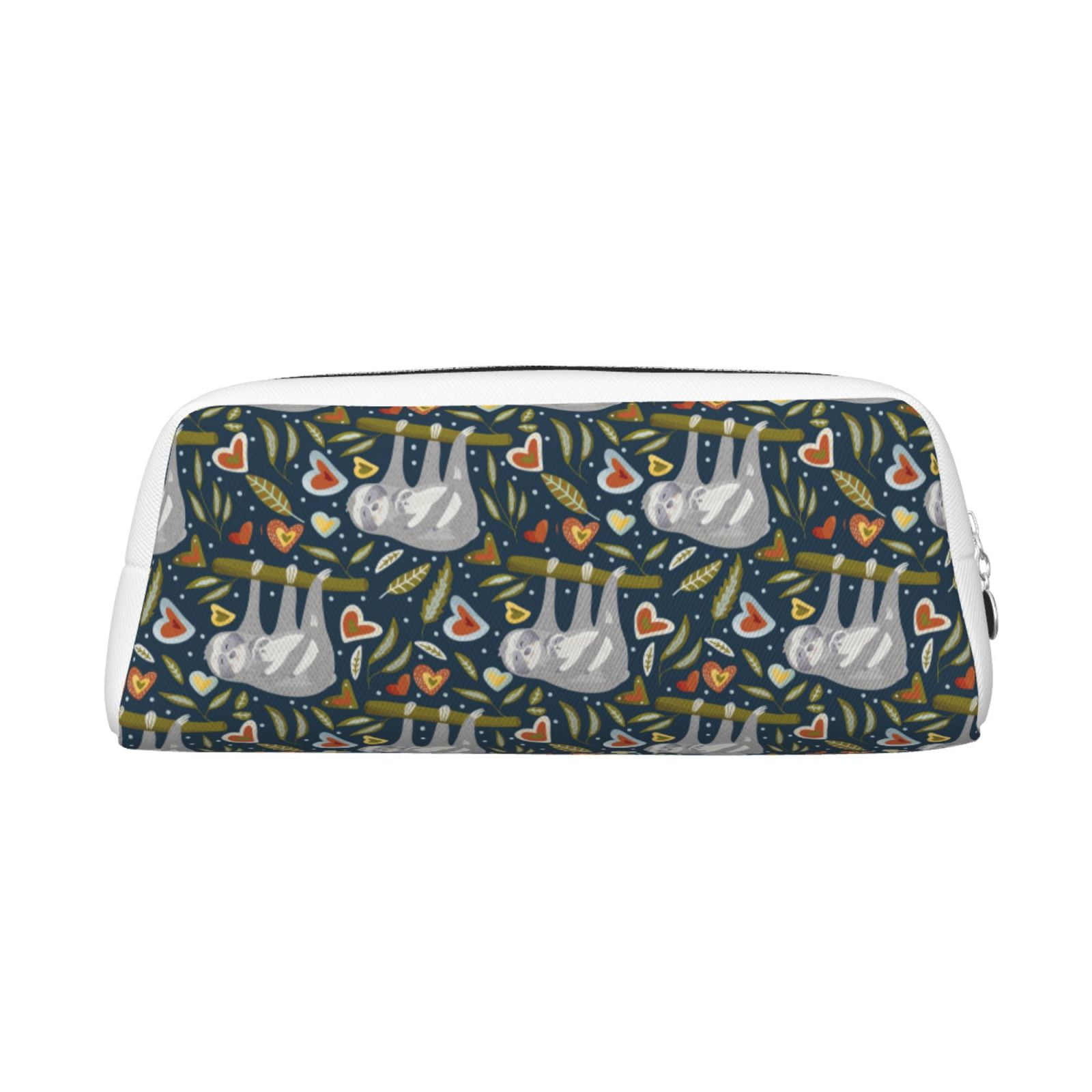 Uemuo Cute Sloth Printed Leather Pencil Case, Pencil Pouch, Portable ...