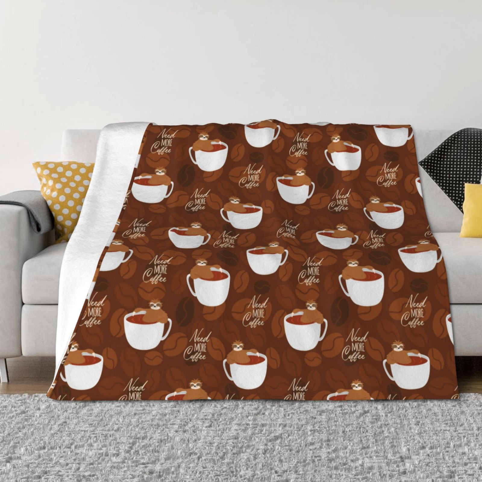 Uemuo Cute Sloths Bear Relaxing In Coffee Cup Printed Throw Blanket for ...