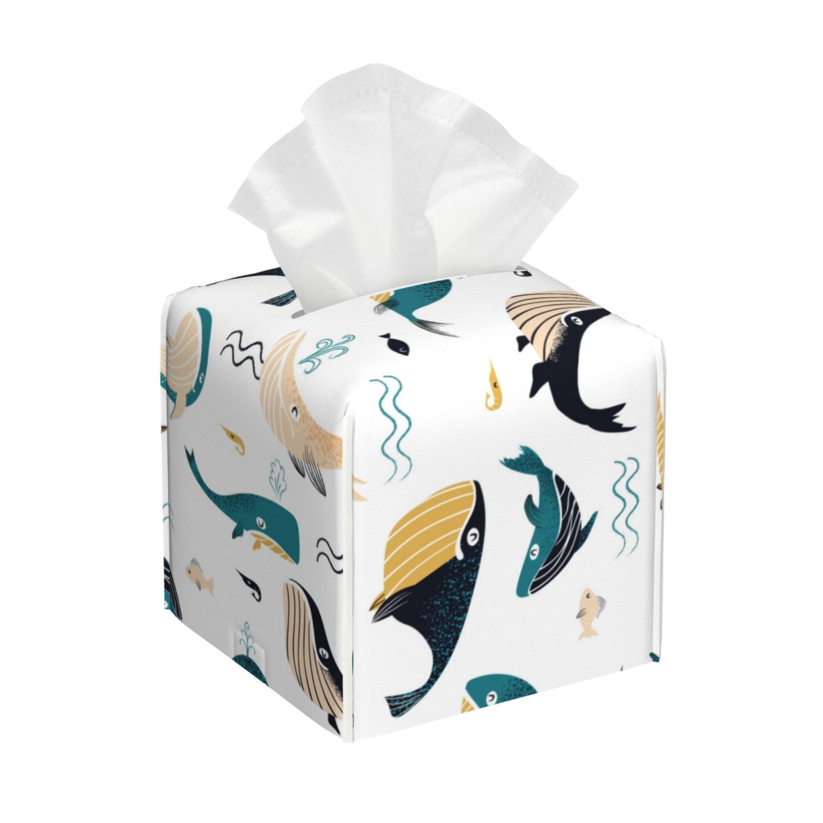 Uemuo Cute Whale Tissue Box Cover Holder, Square with Bottom Belt - PVC ...