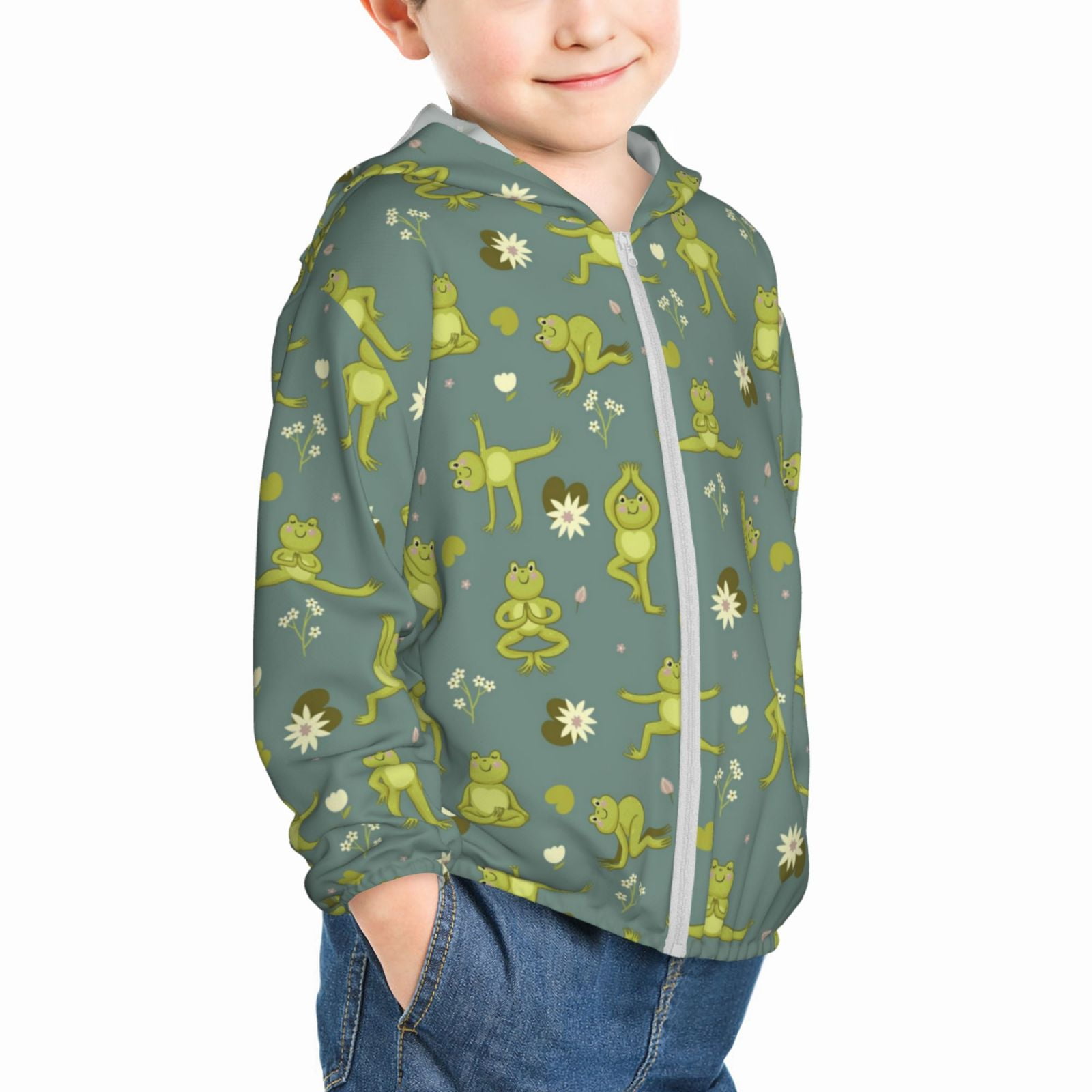 Uemuo Cute Yoga Frogs Pattern Rash Guard for Boys Girls Long Sleeve Swim Shirts UPF 50+ UV Sun ...