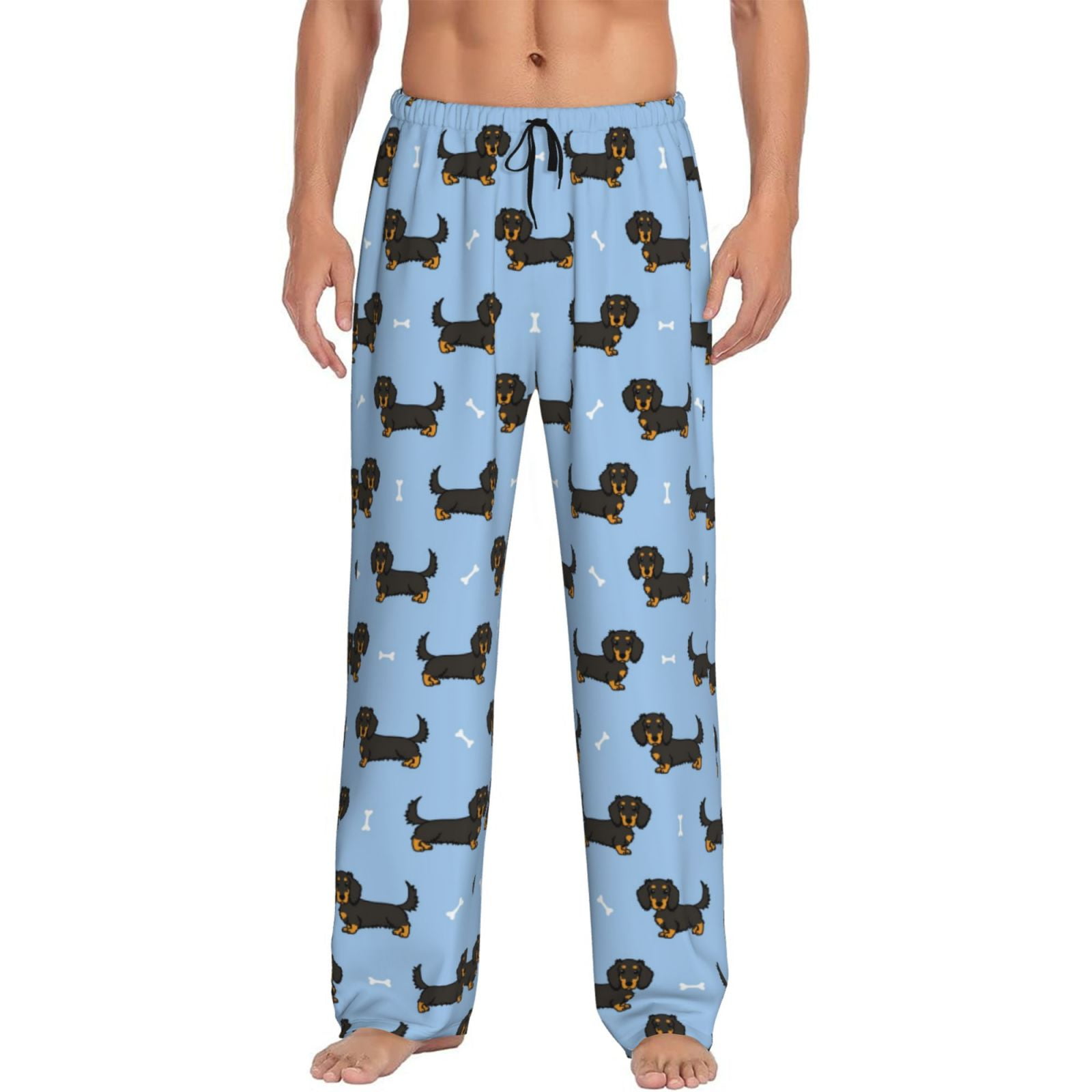 Uemuo Dachshund Dog Pattern Men's Wide Leg Palazzo Lounge Pants with ...